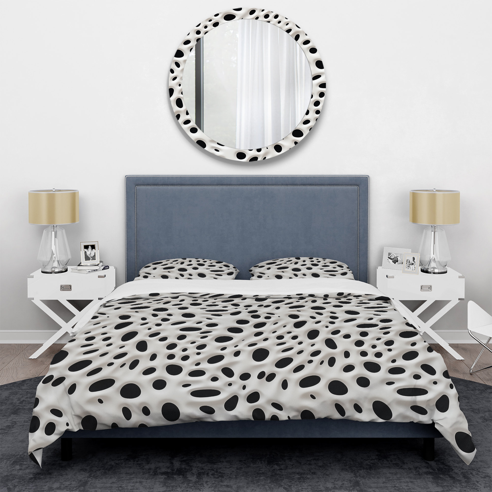 Design Art White And Black Snow Leopard Spots I Bedding | Wayfair