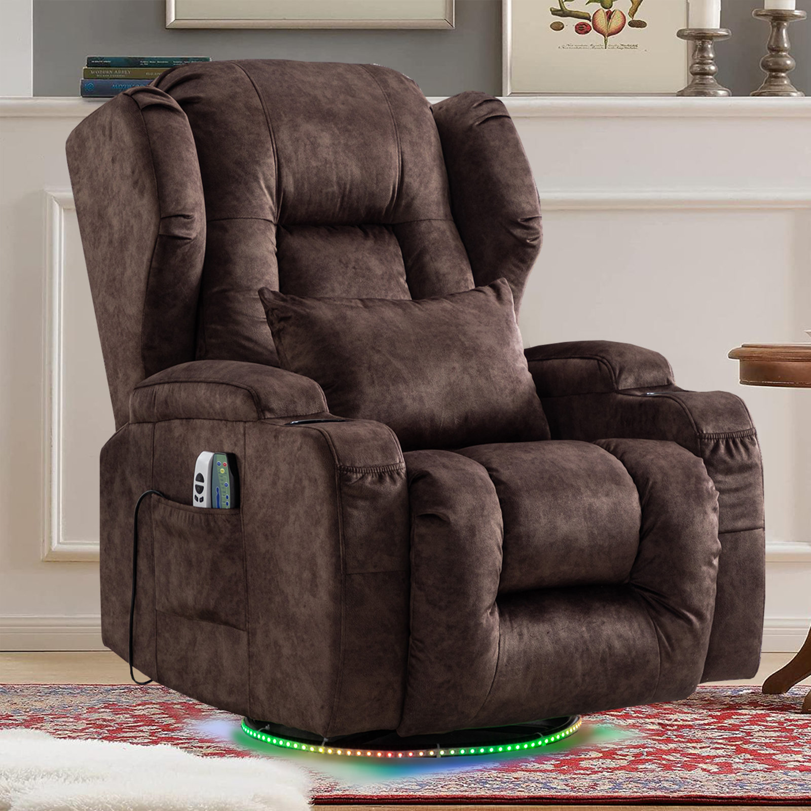 Ivy Bronx Power Swivel Glider Recliner Chair Electric Rocker Recliner ...