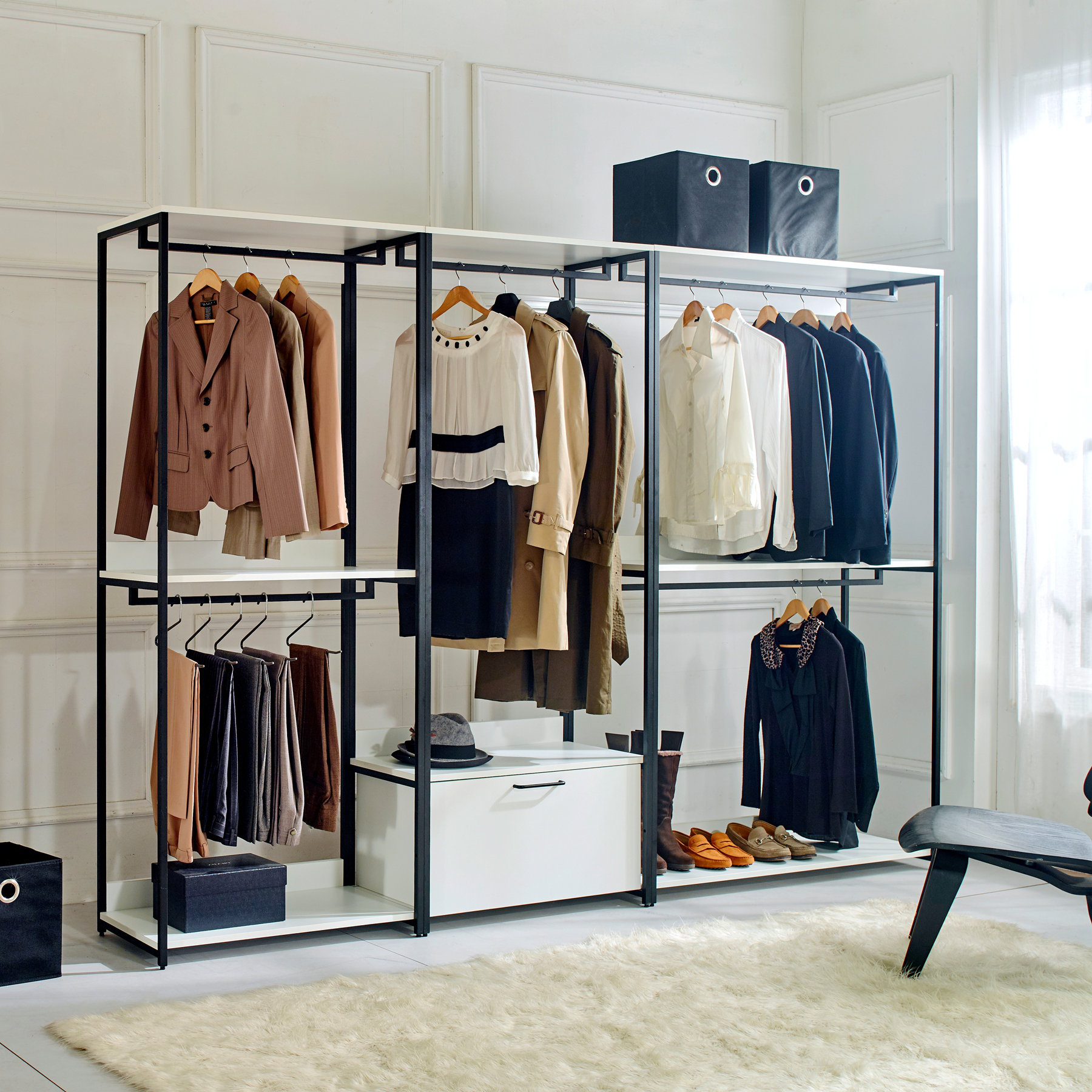 Rebrilliant Versatile Freestanding Wood Closet System With Sturdy Metal ...