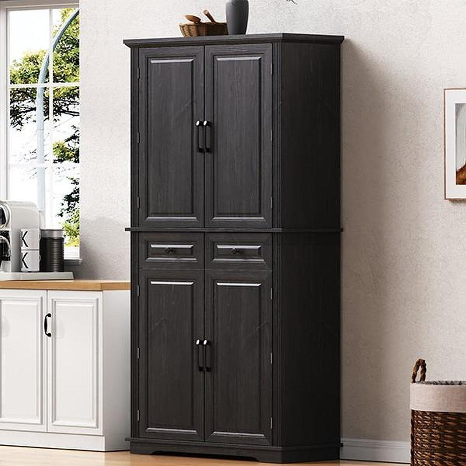 August Grove® 71" Tall Kitchen Pantry Cabinet With 3 Pull Out Cabinet ...