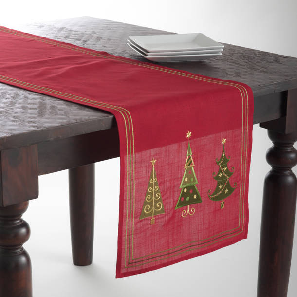 The Holiday Aisle® Rectangle Christmas Polyester Table Runner & Reviews ...