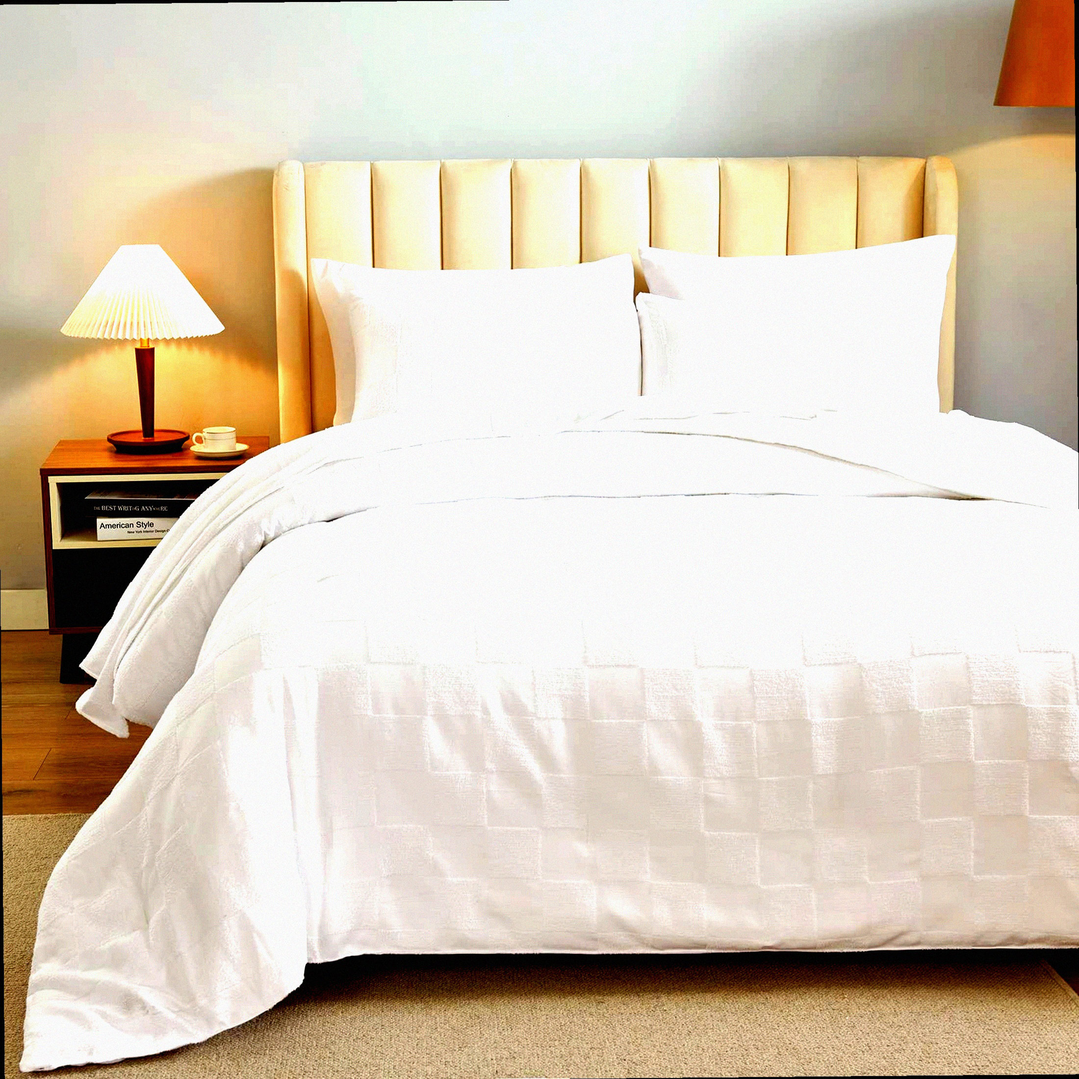 Hokku Designs Luxury White Tufted Comforter Set - 5 Piece Twin Size ...