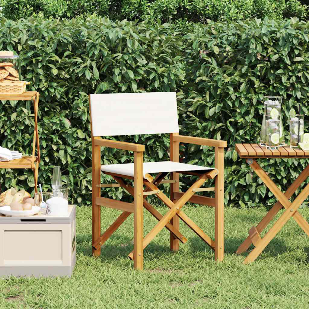 DEvidaxl Vidaxl Folding Director Chair in Cream Solid Teak | Wayfair.co.uk