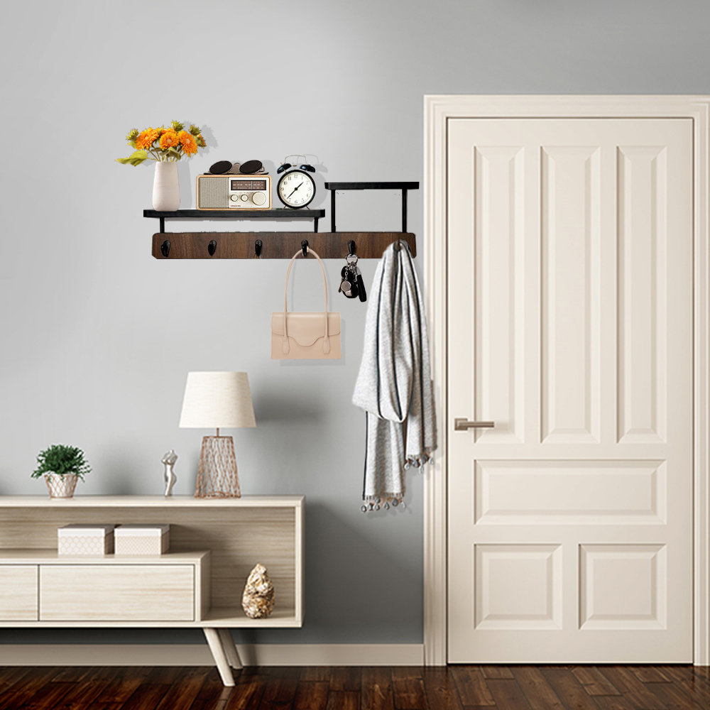 Rebrilliant Eirc Solid Wood 6 - Hook Wall Mounted Coat Rack with ...