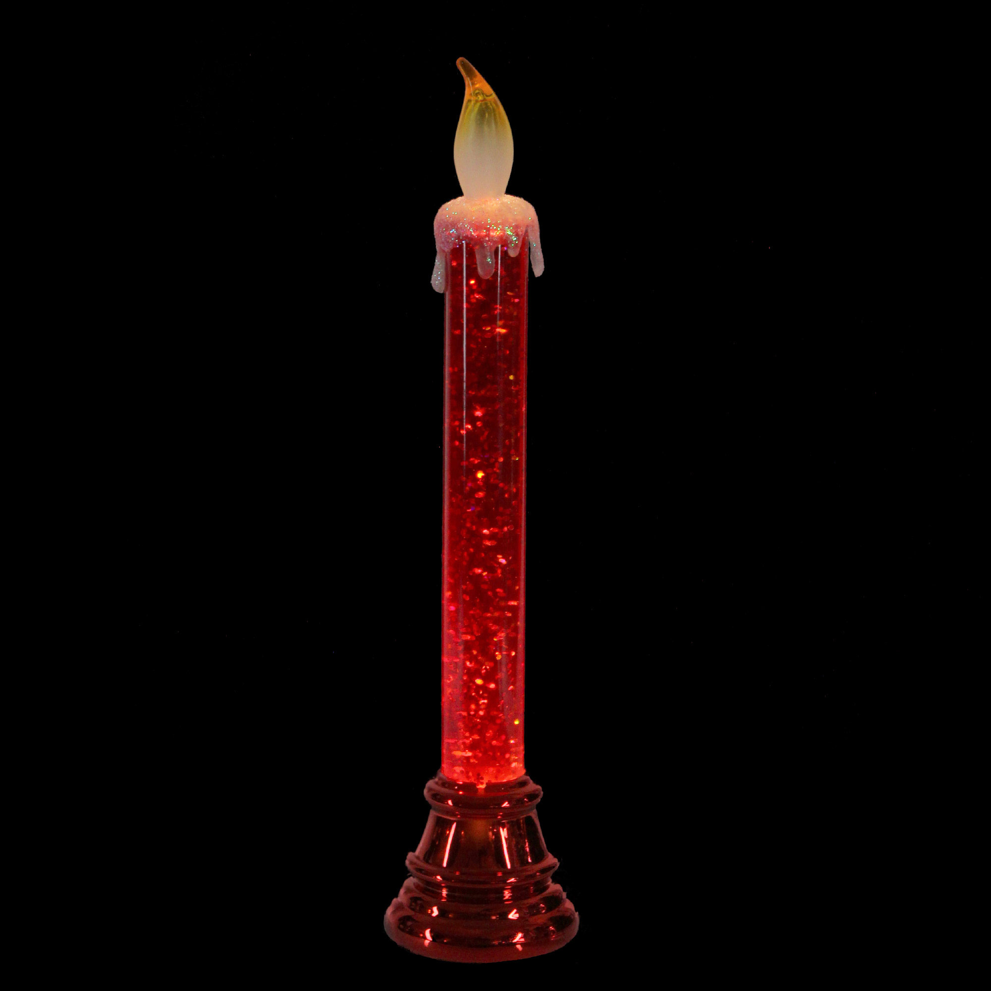 Northlight Seasonal Red LED Glittered Flameless Christmas Candle Lamp ...