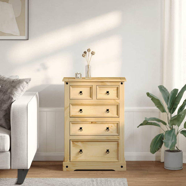 Brambly Cottage Chest Of Drawers Corona 80X43x114 Cm Solid Wood Pine ...