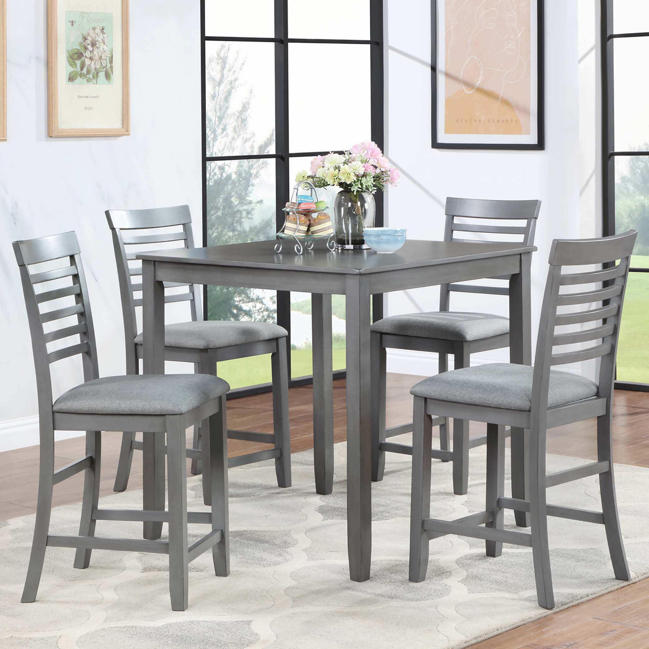Lark Manor™ 5 Piece Dining Table Set for 4, Counter Height Kitchen ...