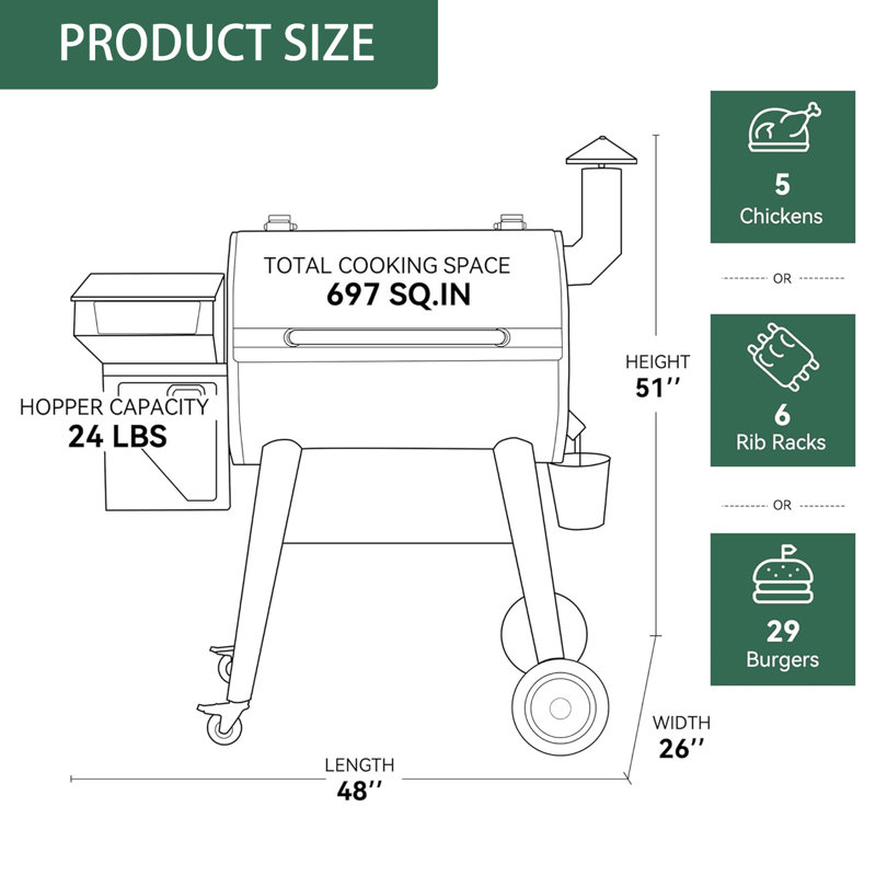 4 SEASONS FURNITURE Offset Wood Pellets Portable 697 Square Inches ...