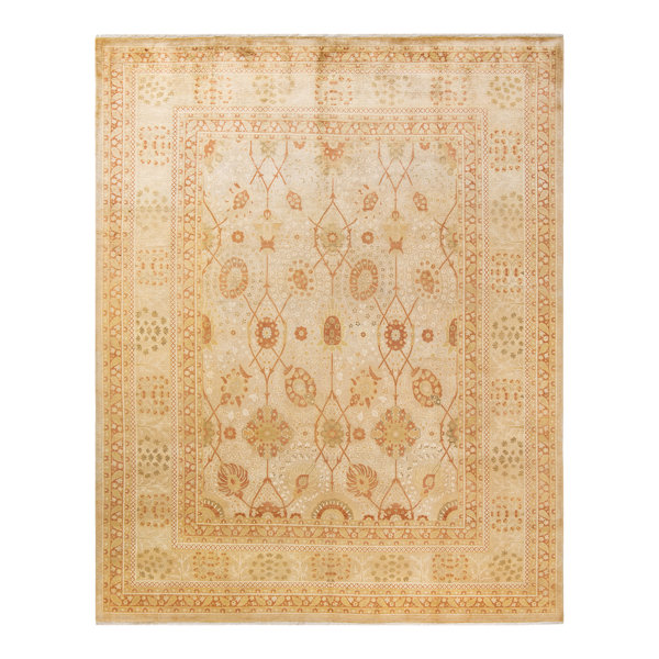 Isabelline Tapis sable noué à la main de conception unique 8 pi 3 po x ...