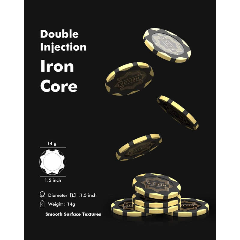 HEITOK Deluxe 300pcs Clay Poker Set, 14g Chips, No Denominations ...