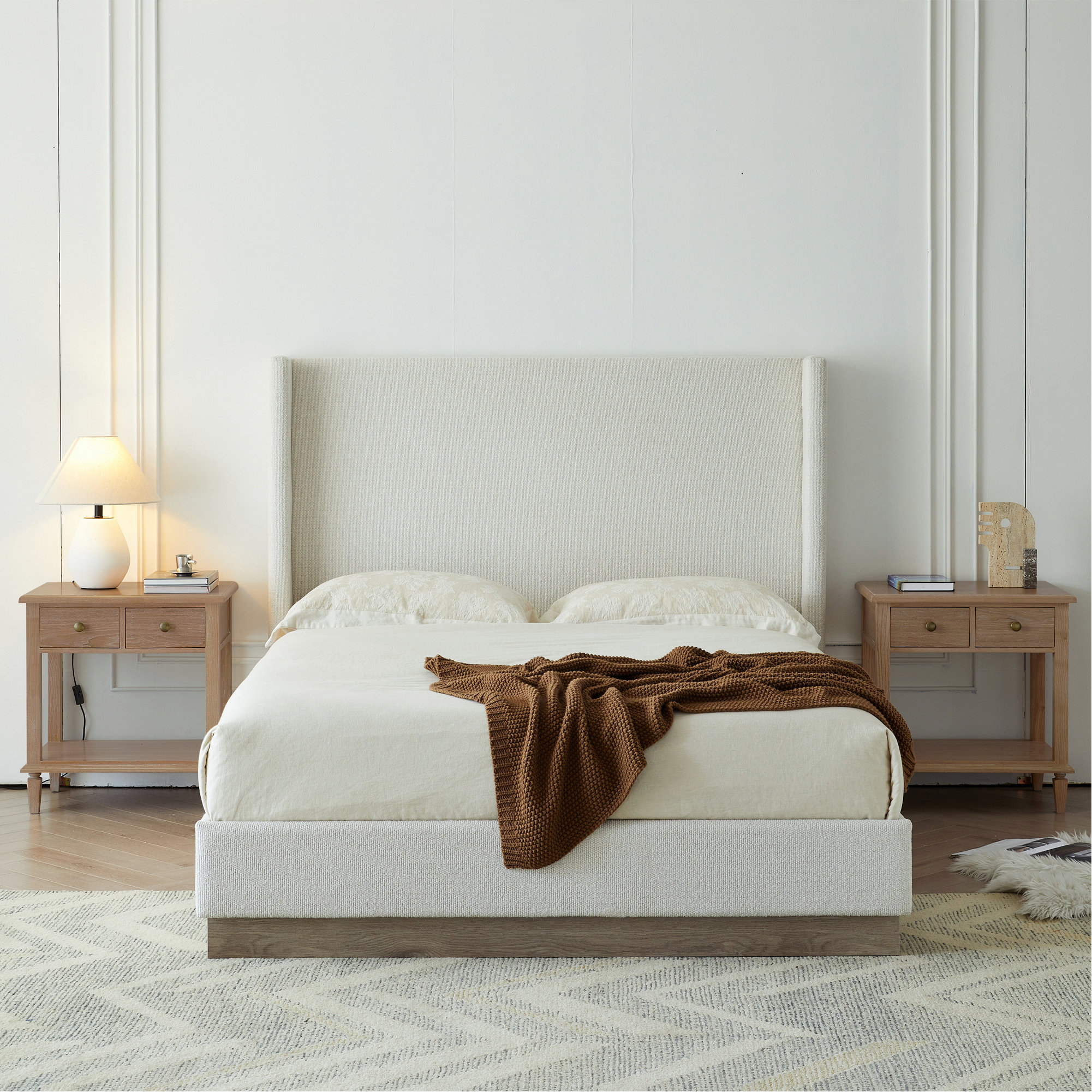 Latitude Run® Upholstered Wingback Bed, No Box Spring Needed | Wayfair