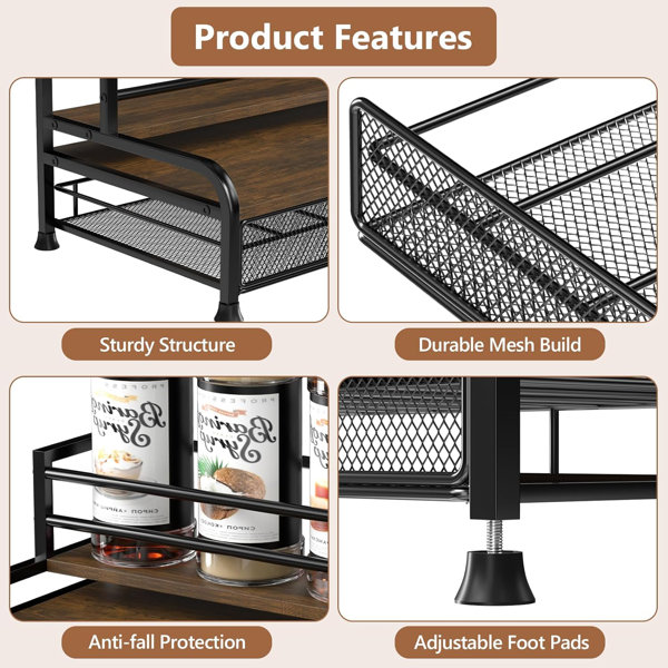 17 Stories Coffee Syrup Rack Organizer, 3-Tier 8 Bottles Coffee Syrup ...