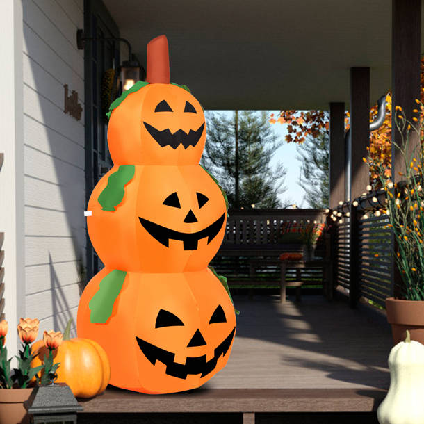 The Holiday Aisle® Outdoor Halloween Pumpkin Stack Inflatable & Reviews ...