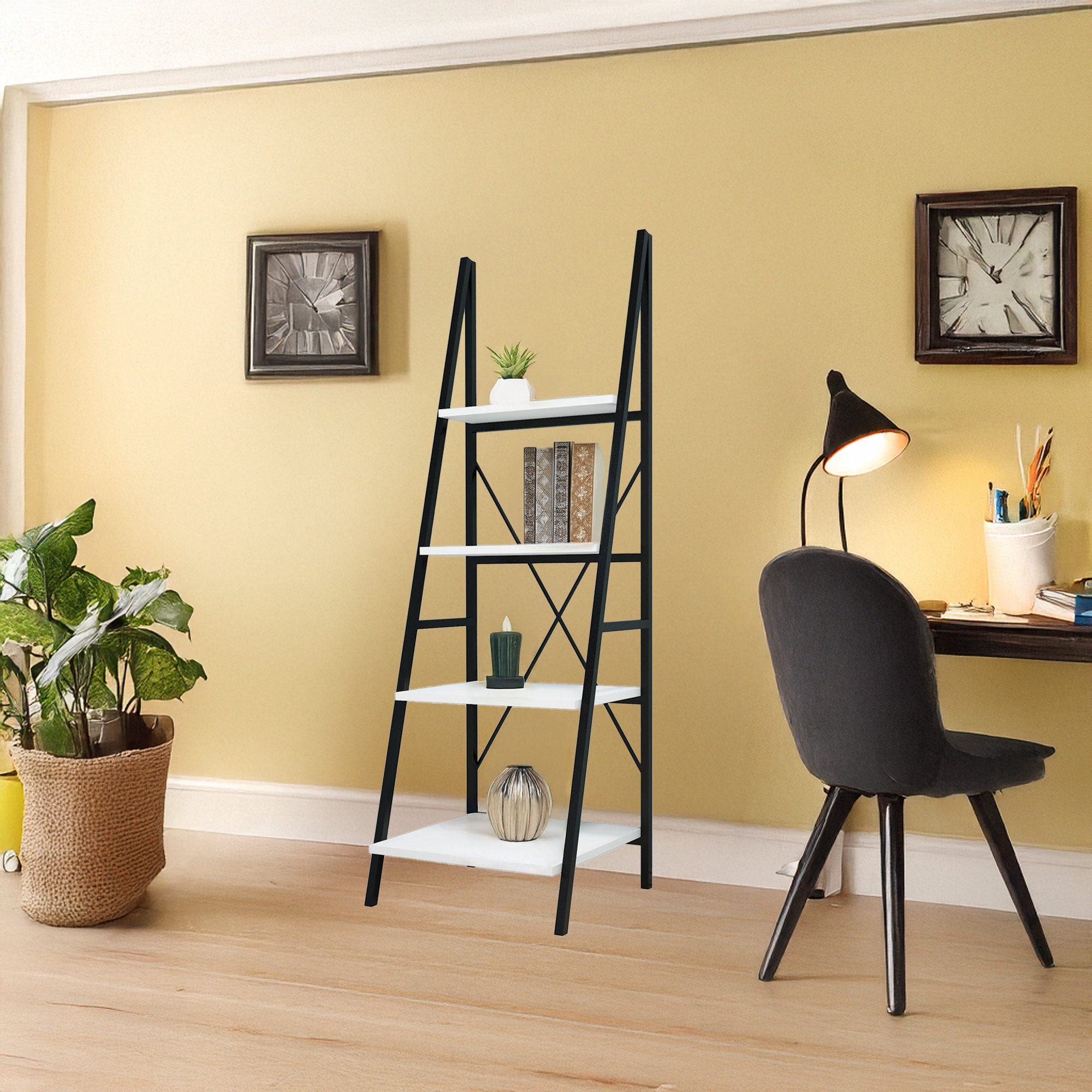 17 Stories Metal Frame Ladder Bookcase With 4 Shelves - Wayfair Canada