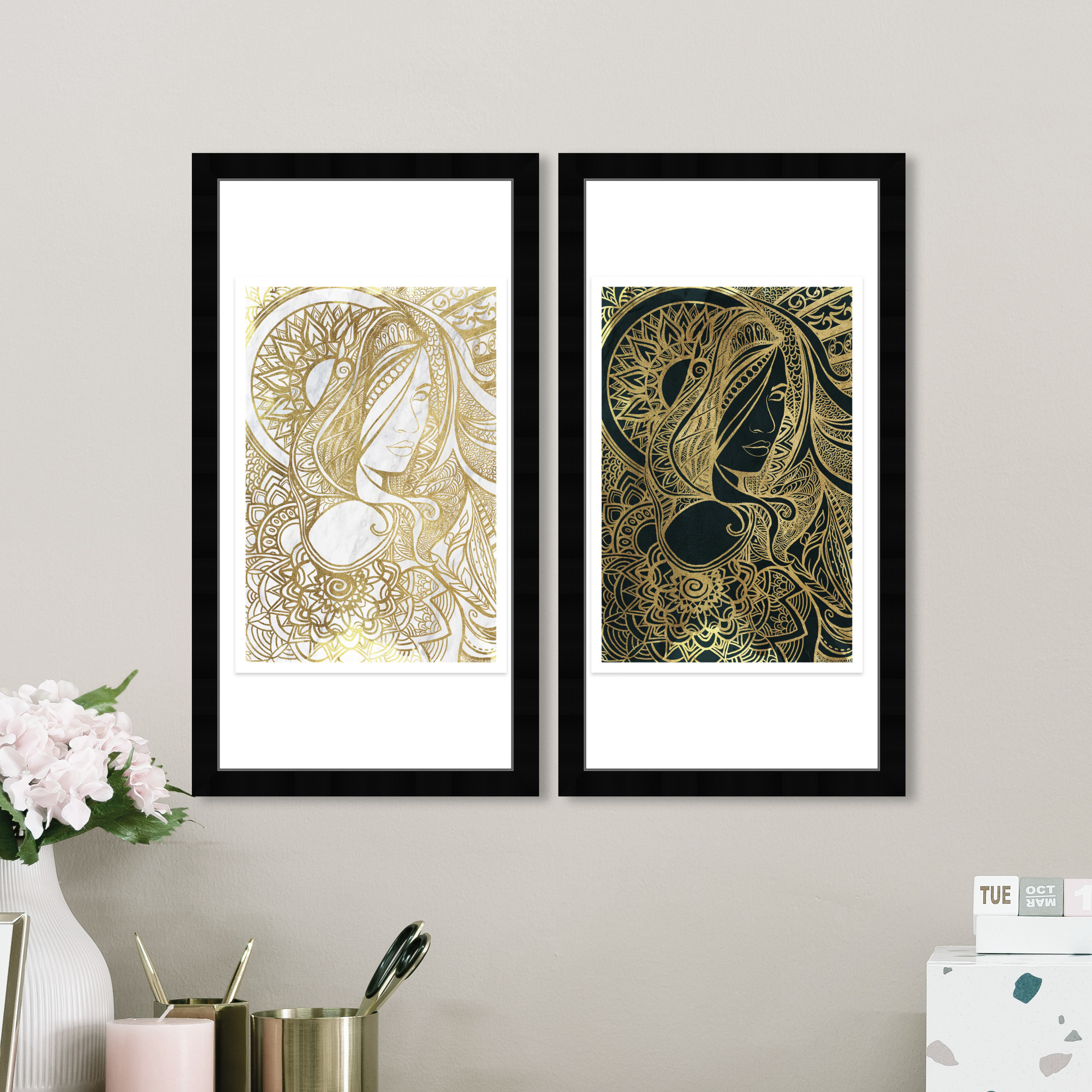 Wynwood Studio Abstract Lady Mandala Set Modern & Contemporary Black ...