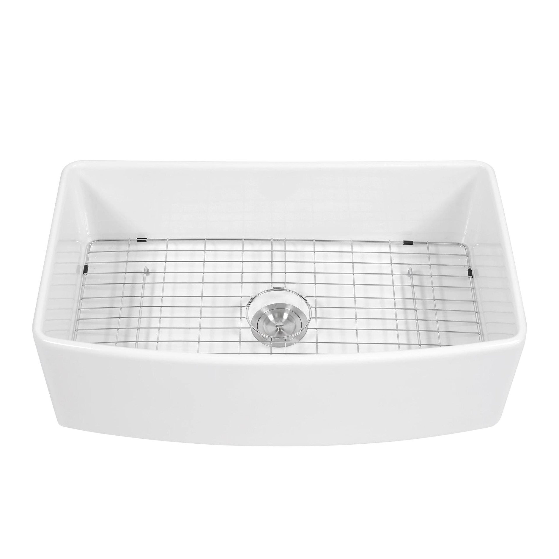 xingguangya 33 Inch White Apron Front Single Bowl Ceramic Kitchen Sink ...