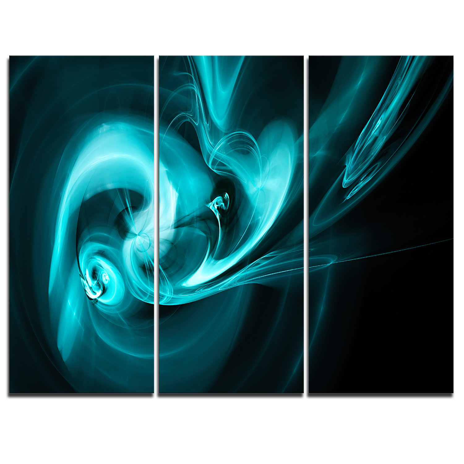 Design Art Blue Colored Smoke Pattern - 3 Piece Graphic Art on Wrapped ...