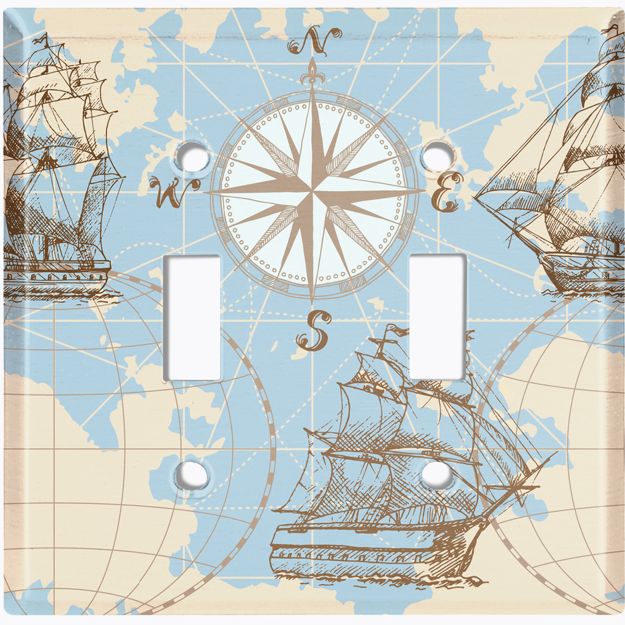 WorldAcc Metal Light Switch Plate Outlet Cover (World Sea Ship Globe ...
