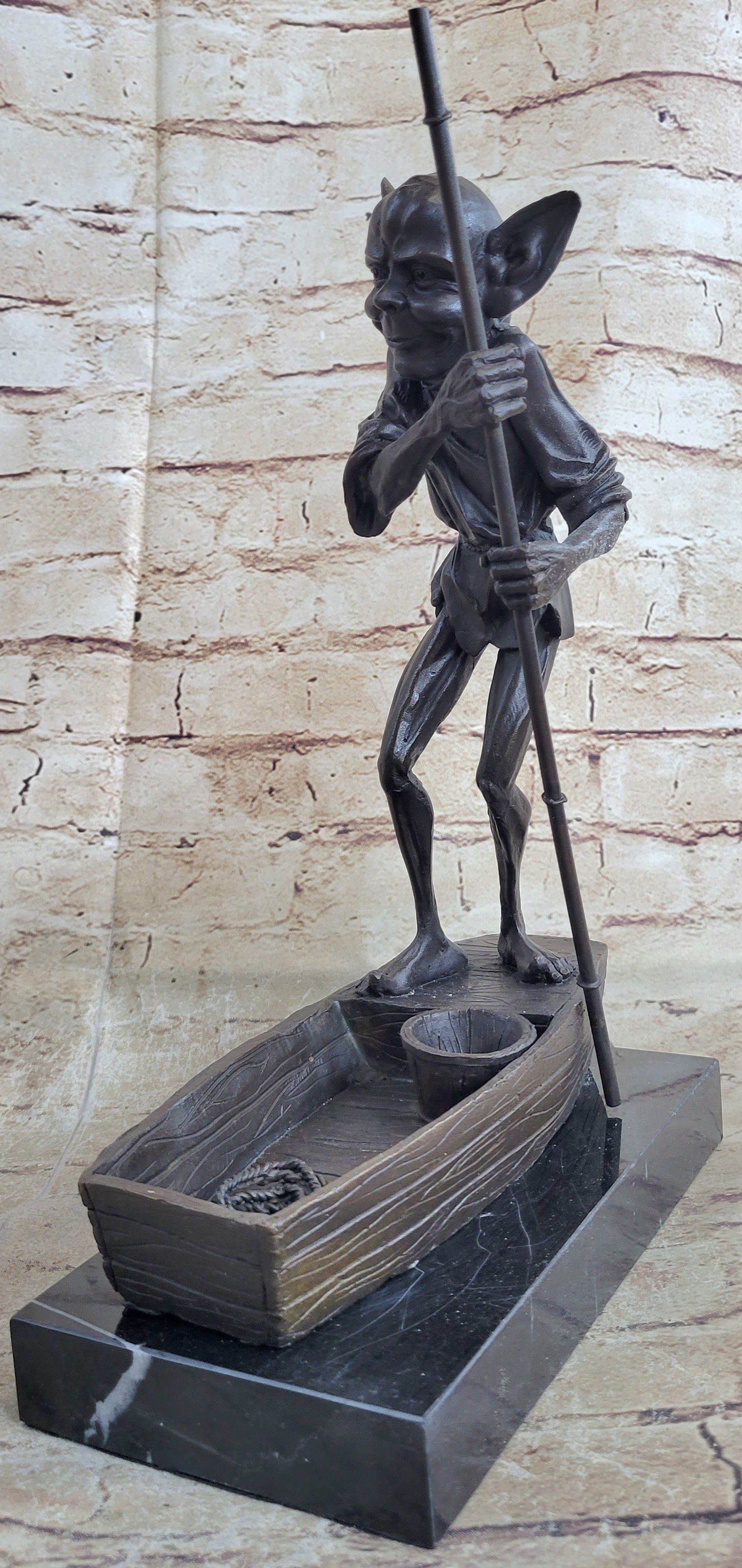 Trinx Harry Potter Fantasy Dobby Goblin Riding Boat Bronze Sculpture ...