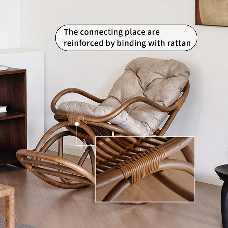 wangling hone Sturdy Ergonomic Upholstered Rattan Rocking Chair | Wayfair