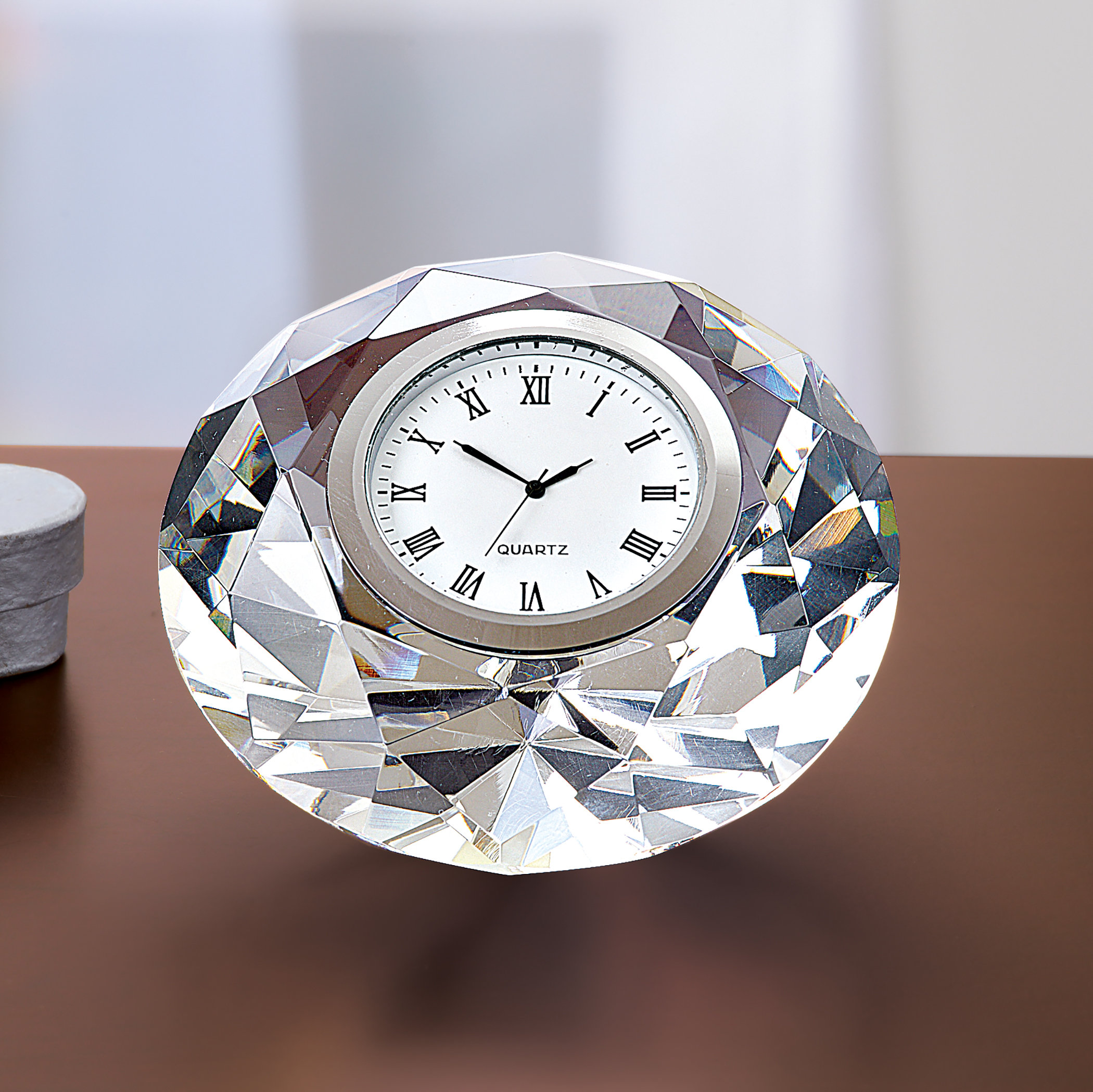 Mercer41 Roman Numeral Metal Electric Tabletop Clock in Clear | Wayfair