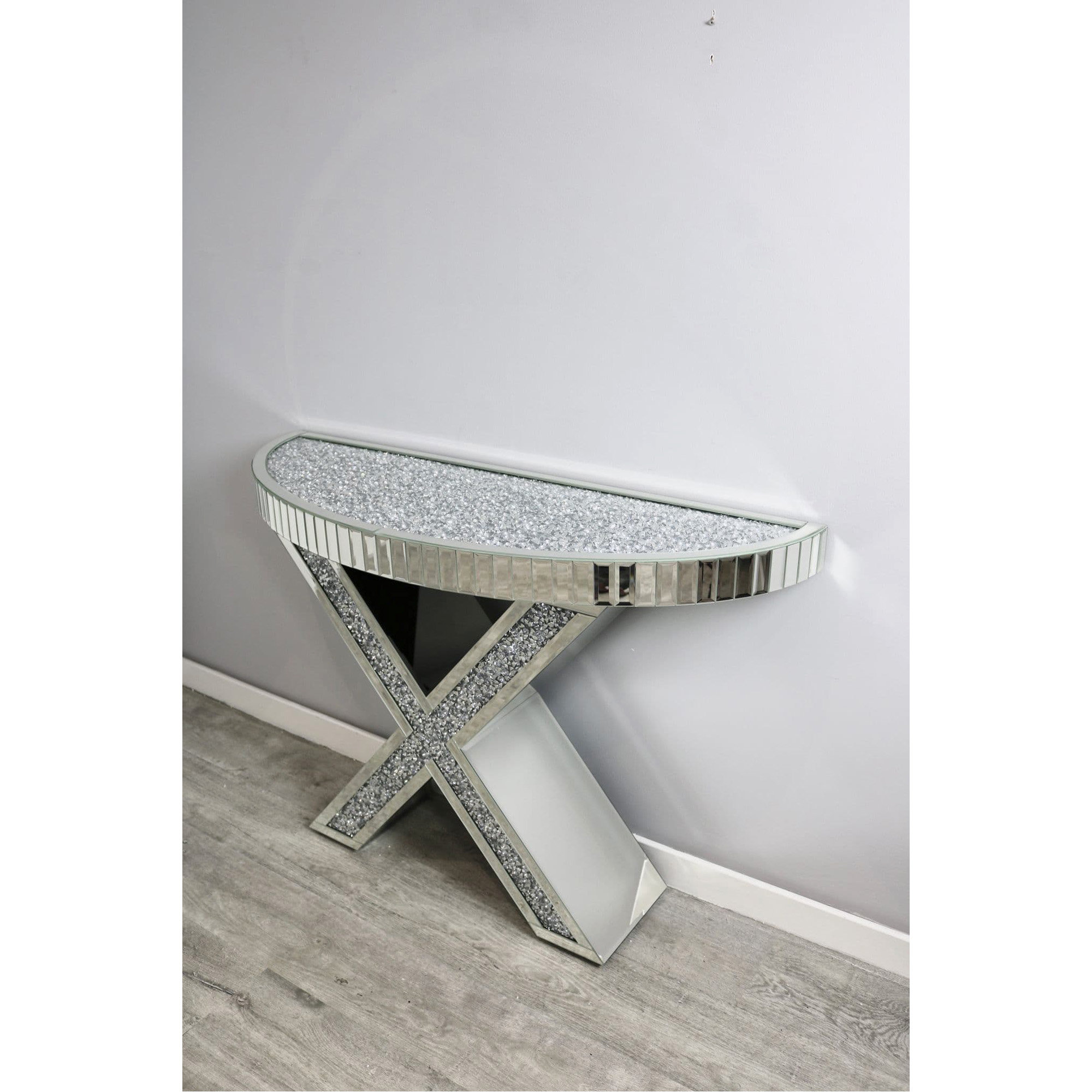 Everly Quinn Modern Tall Console Table Mirrored Furniture Diamond ...