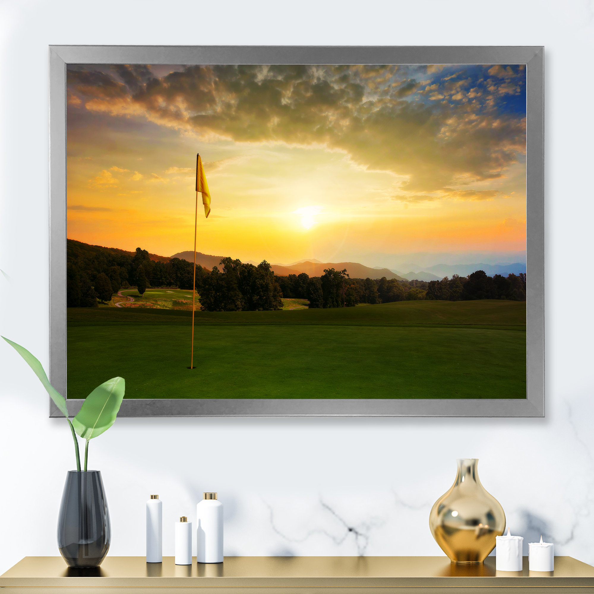Ebern Designs Sunrise At The Golf Course II - Modern Canvas Wall Decor ...