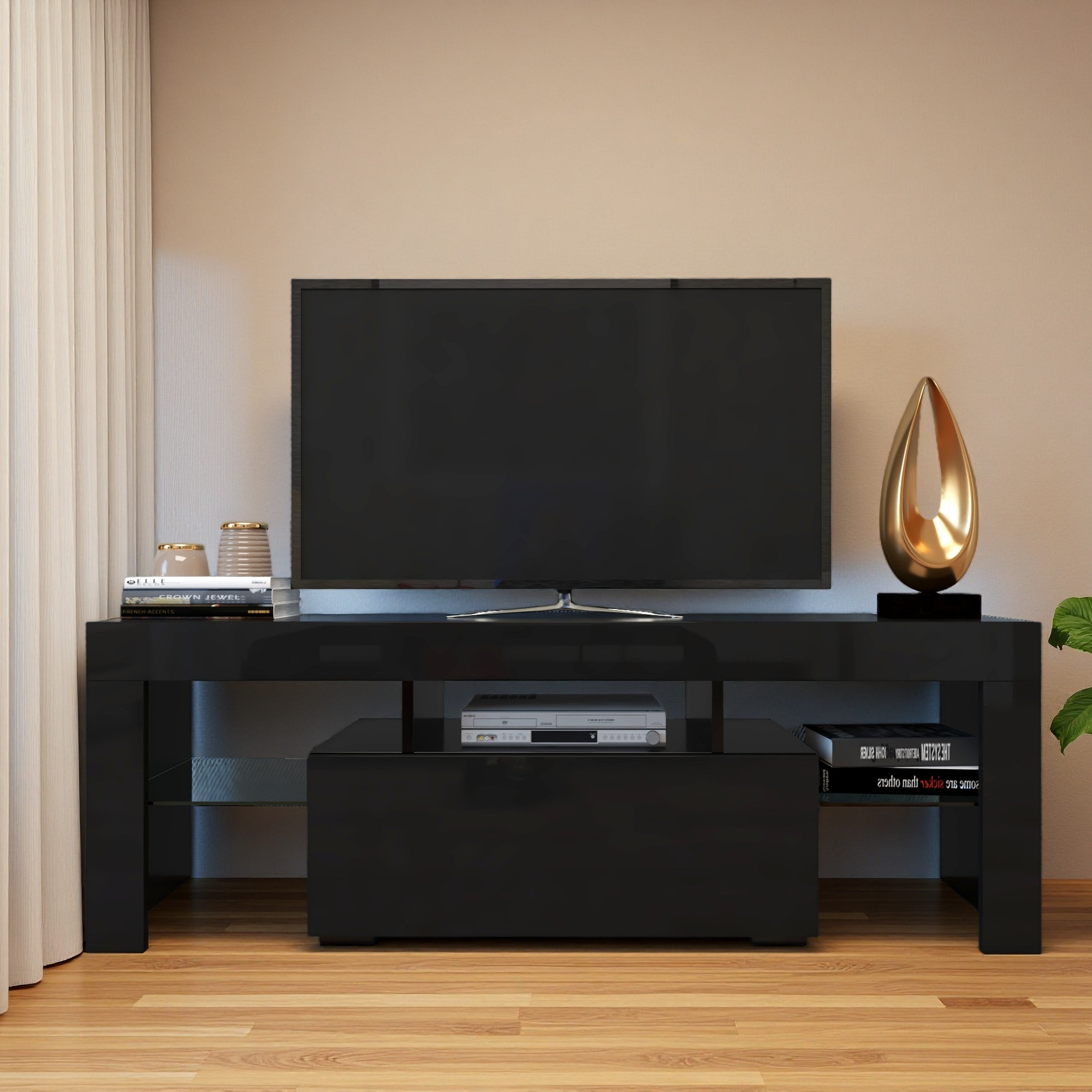 17 Stories TV Stand With LED RGB Lights,Flat Screen TV Cabinet, Gaming ...