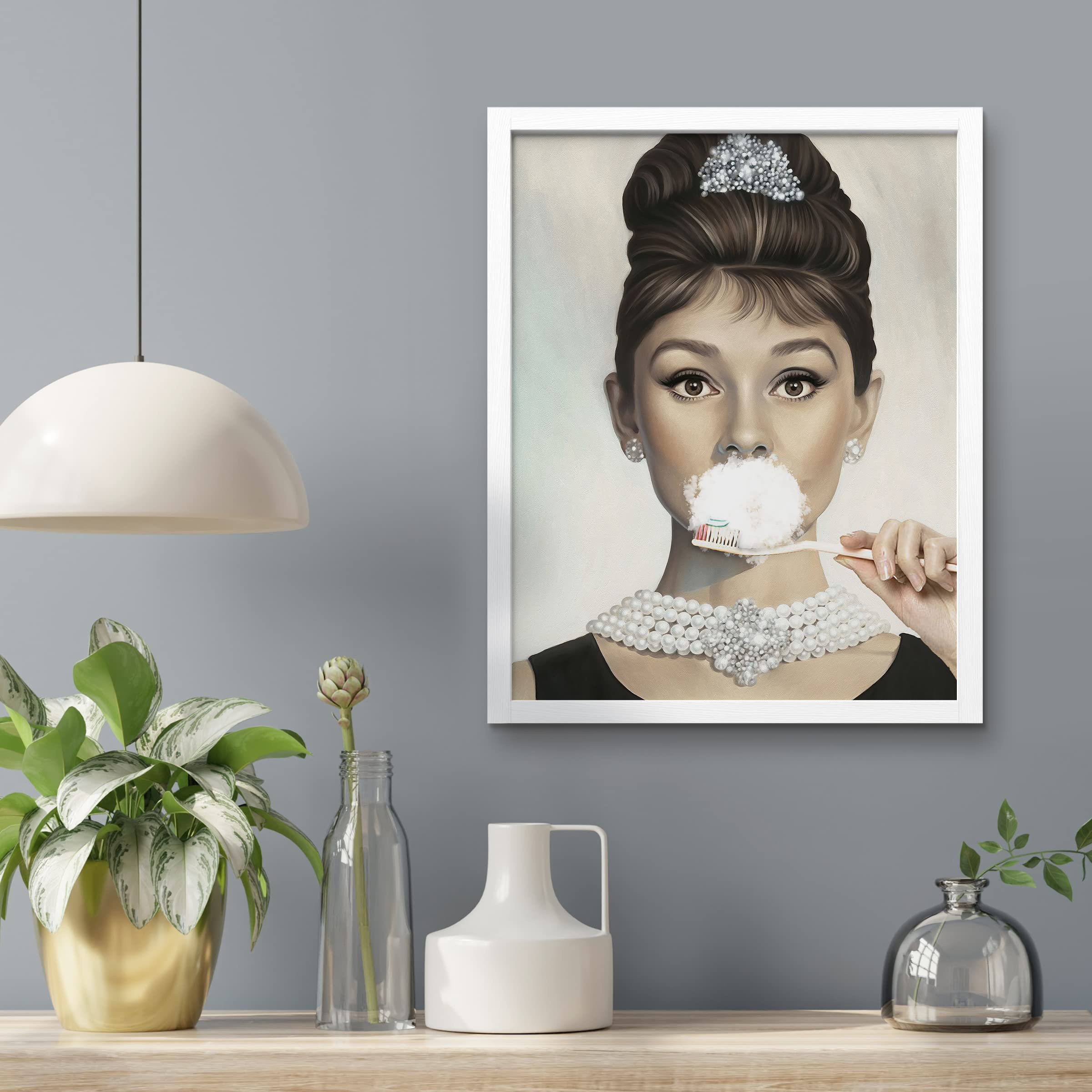 SIGNLEADER " Audrey Hepburn Brushing Teeth Vogue " on Paper | Wayfair