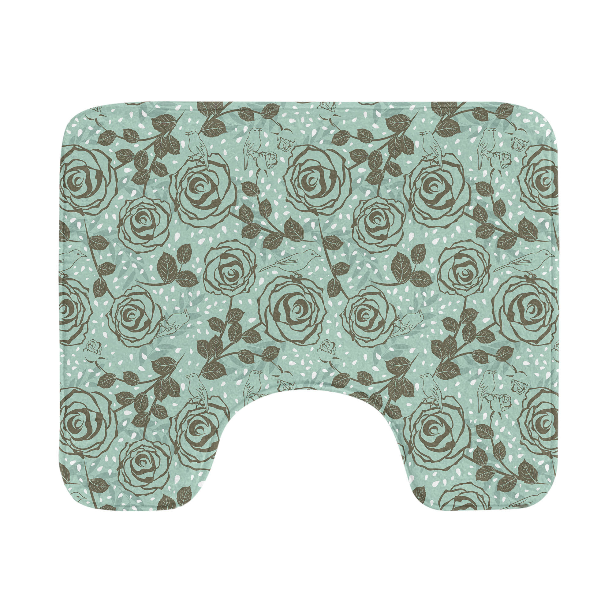 East Urban Home Floral Toilet Mat U-Shape Bathroom Rug 20" Seafoam Sage ...