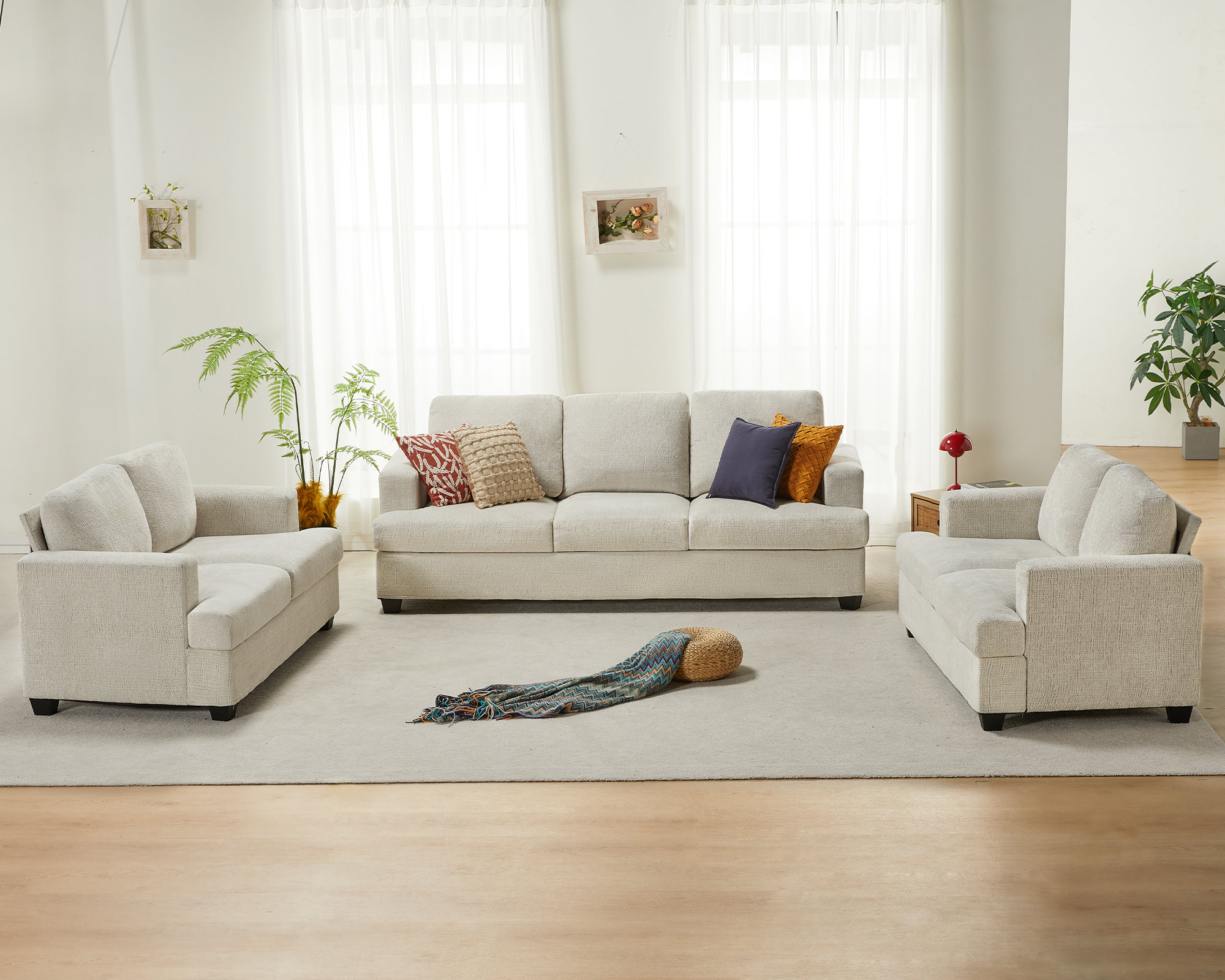 Latitude Run® 3 Piece Set Modern Sofa Couch, Comfy Sofa With Extra Deep ...