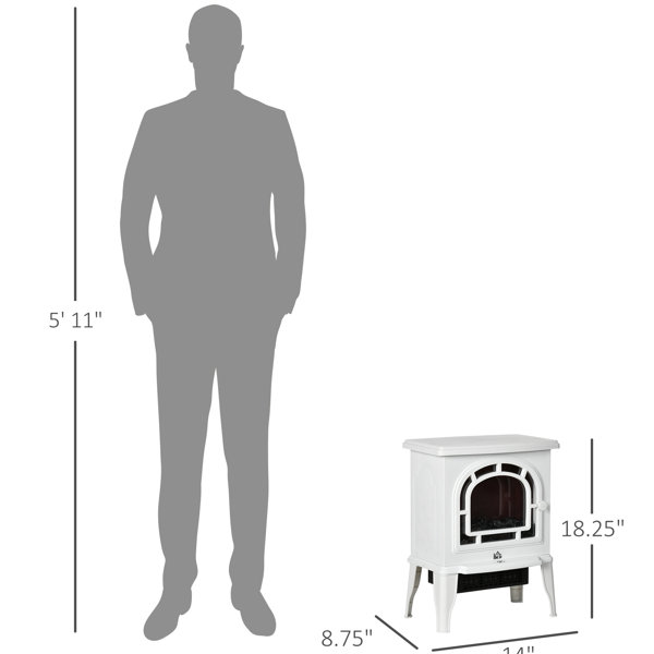 Symple Stuff 18" Electric Fireplace Stove, White, 750W/1500W ...