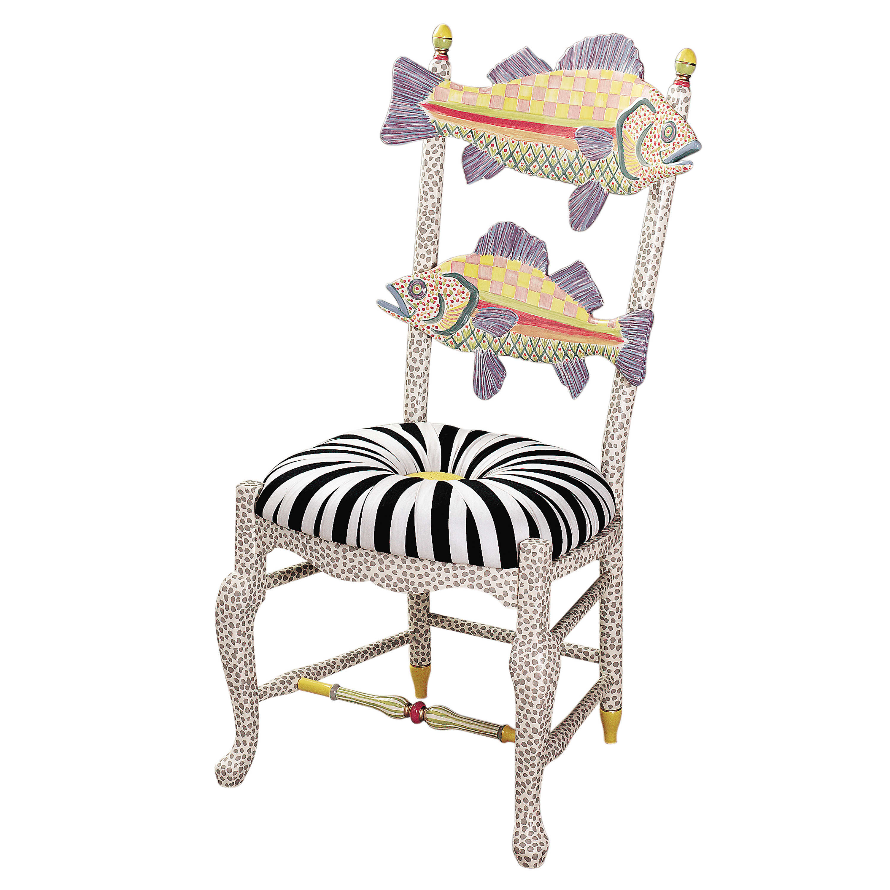 MacKenzie-Childs Freckle Fish Chair - Black/White Seat | Wayfair
