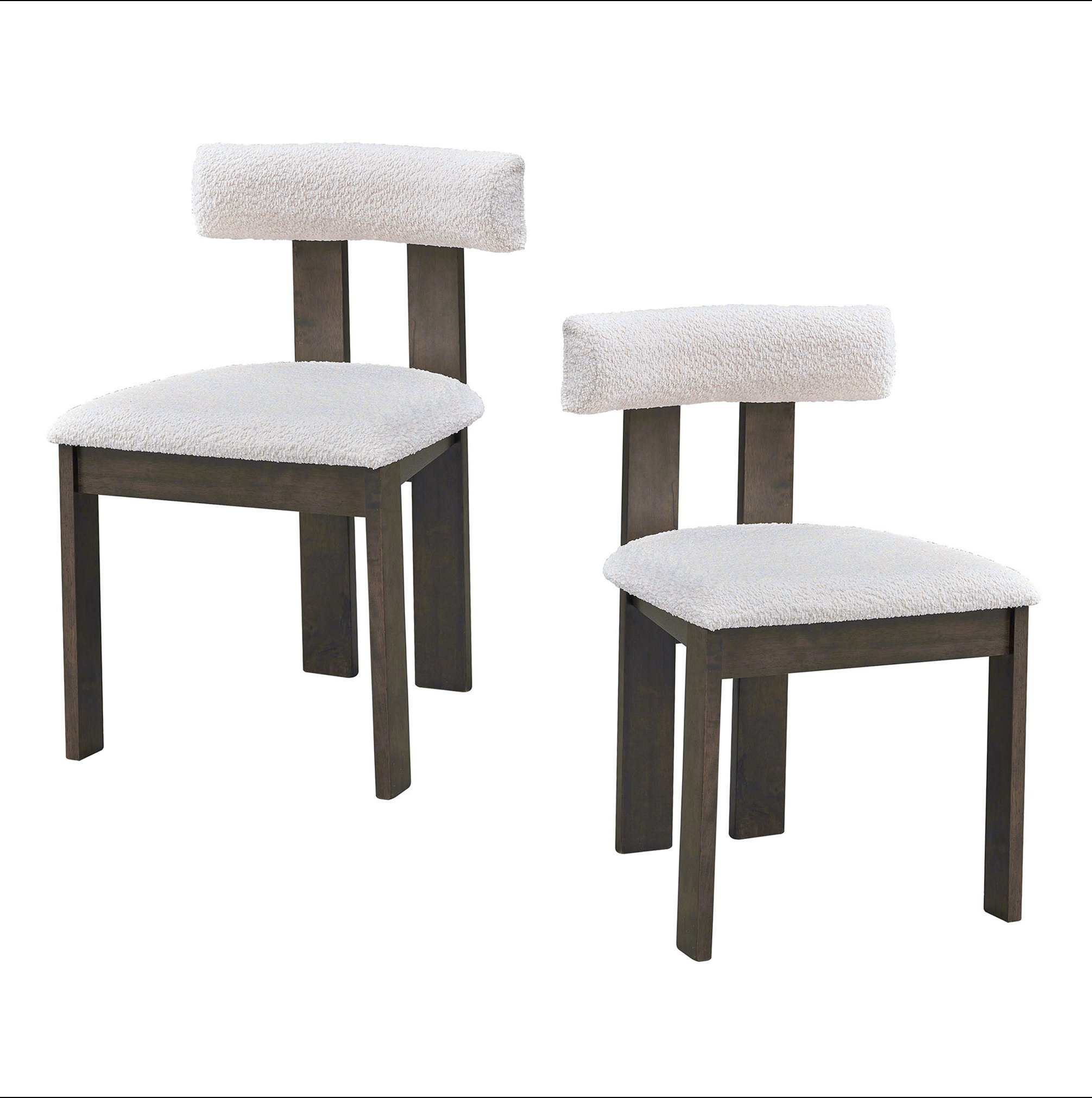 George Oliver Wooden Dining Chairs Set of 2, Modern Boucle Upholstered ...