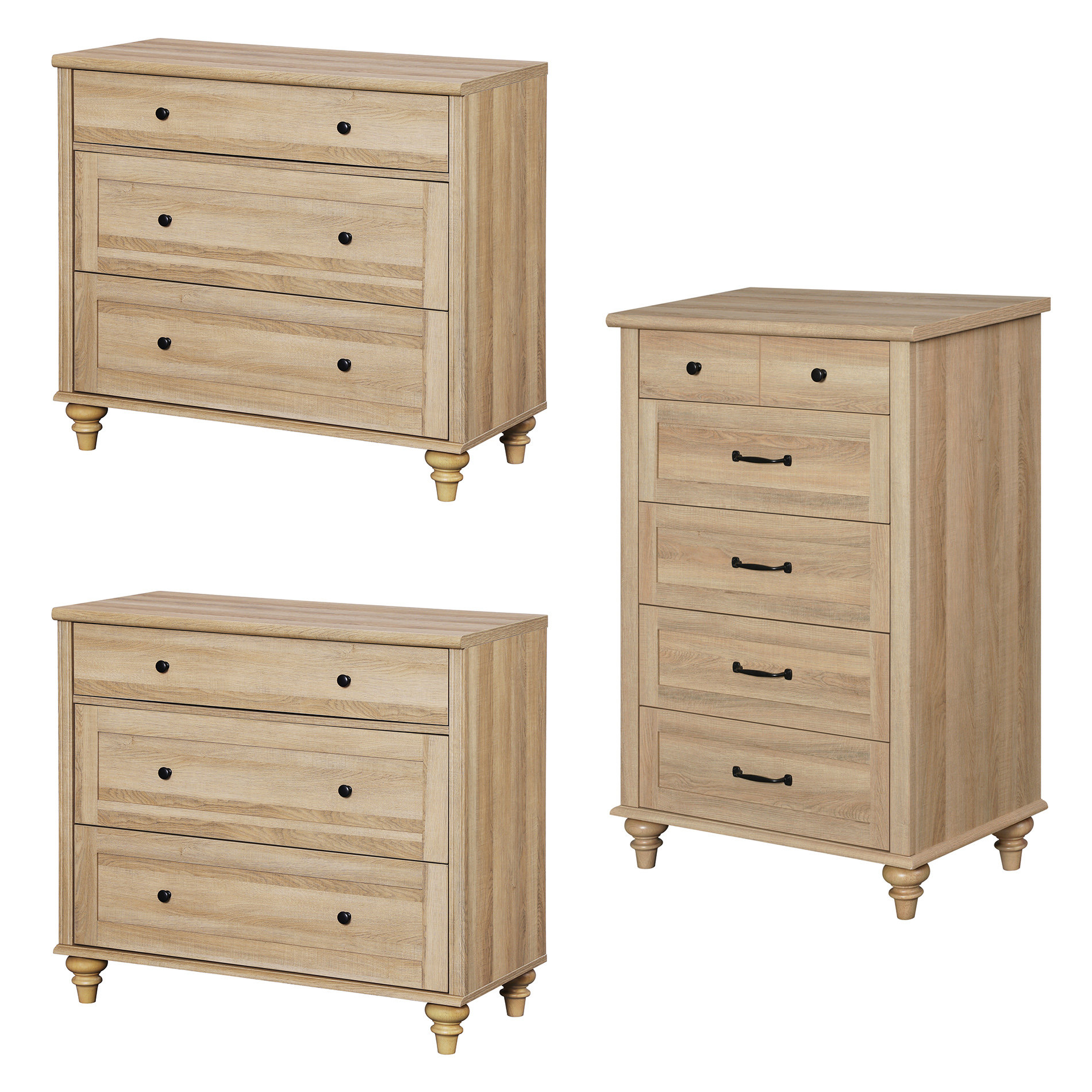 Alcott Hill® 3 Piece Bedroom Set - Includes Mid Century 5 Drawer ...