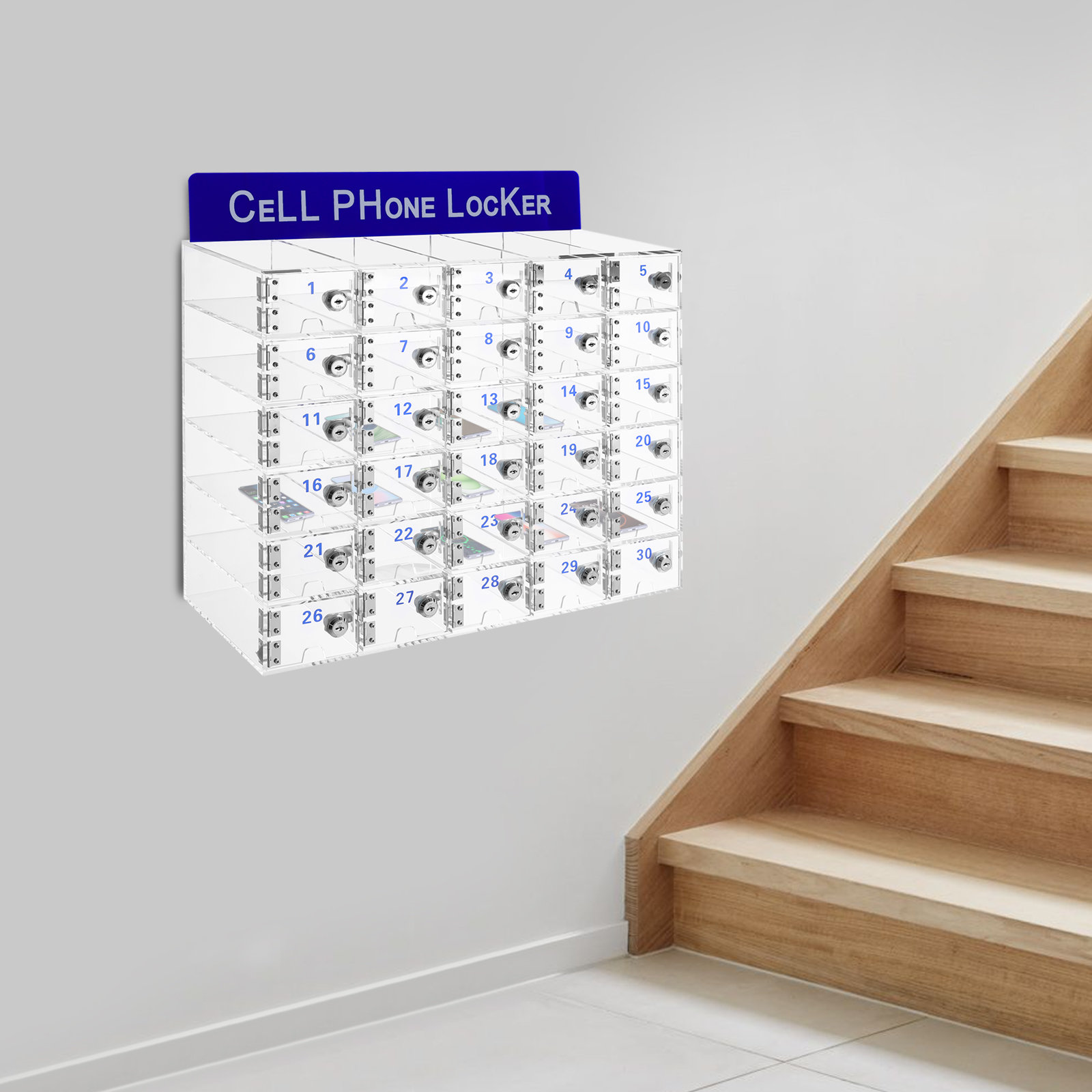 Inbox Zero Kryspin Cellphone Locker Box Storage Cabinet Pocket w/ Door ...