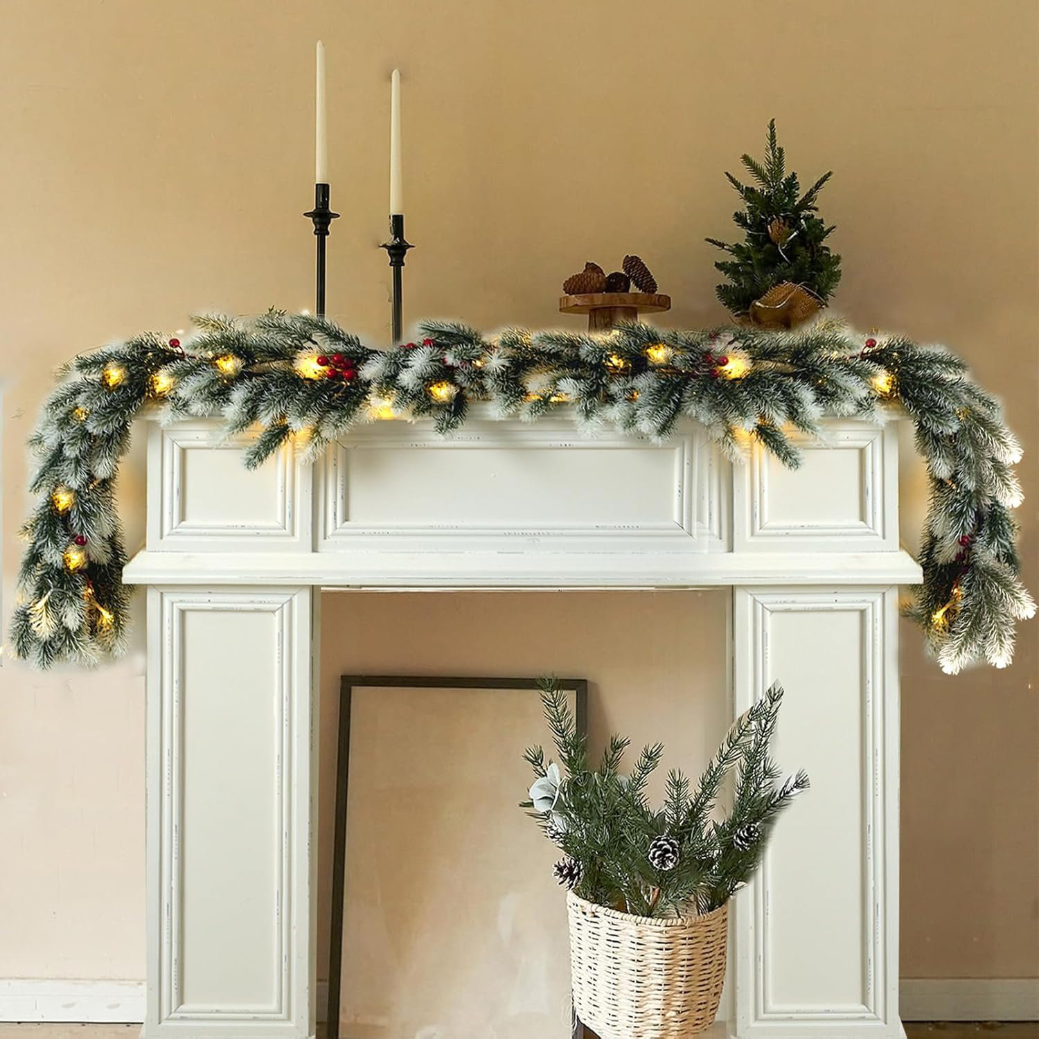 Utibia 6FT Artificial Long Cedar Garlands - Real Touch Winter Pine ...