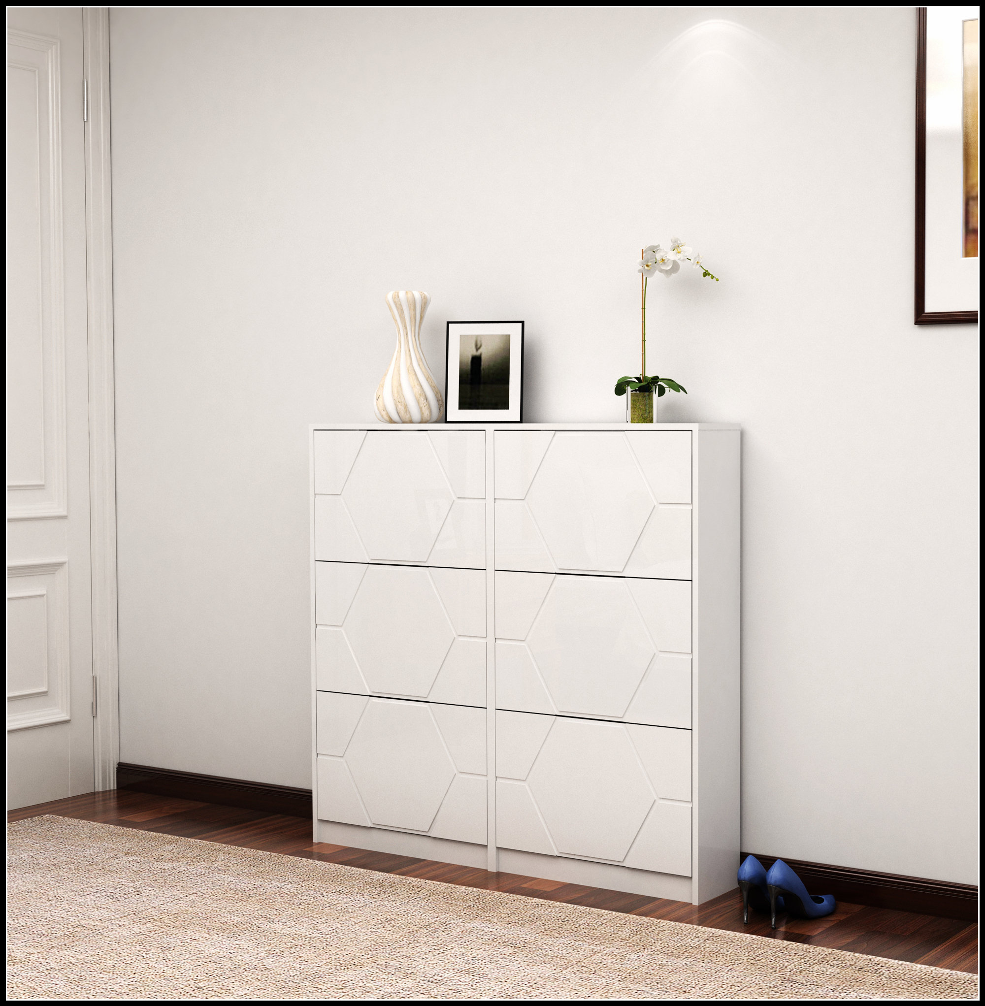 Ebern Designs Spacious 6-Tier Shoe Storage Cabinet with Adjustable ...