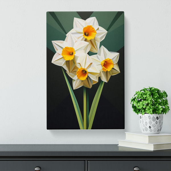 Marlow Home Co. Daffodil Flower Geometric No.2 - Print on Canvas ...