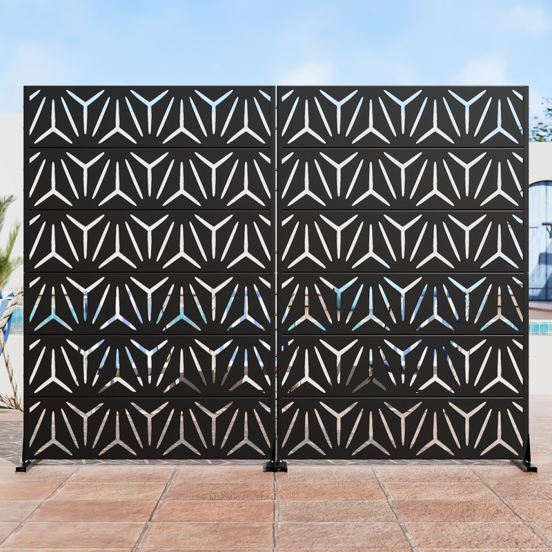 Dovelina Metal 72" x 47" Privacy Metal Screen Fence Panel Set of 2 ...