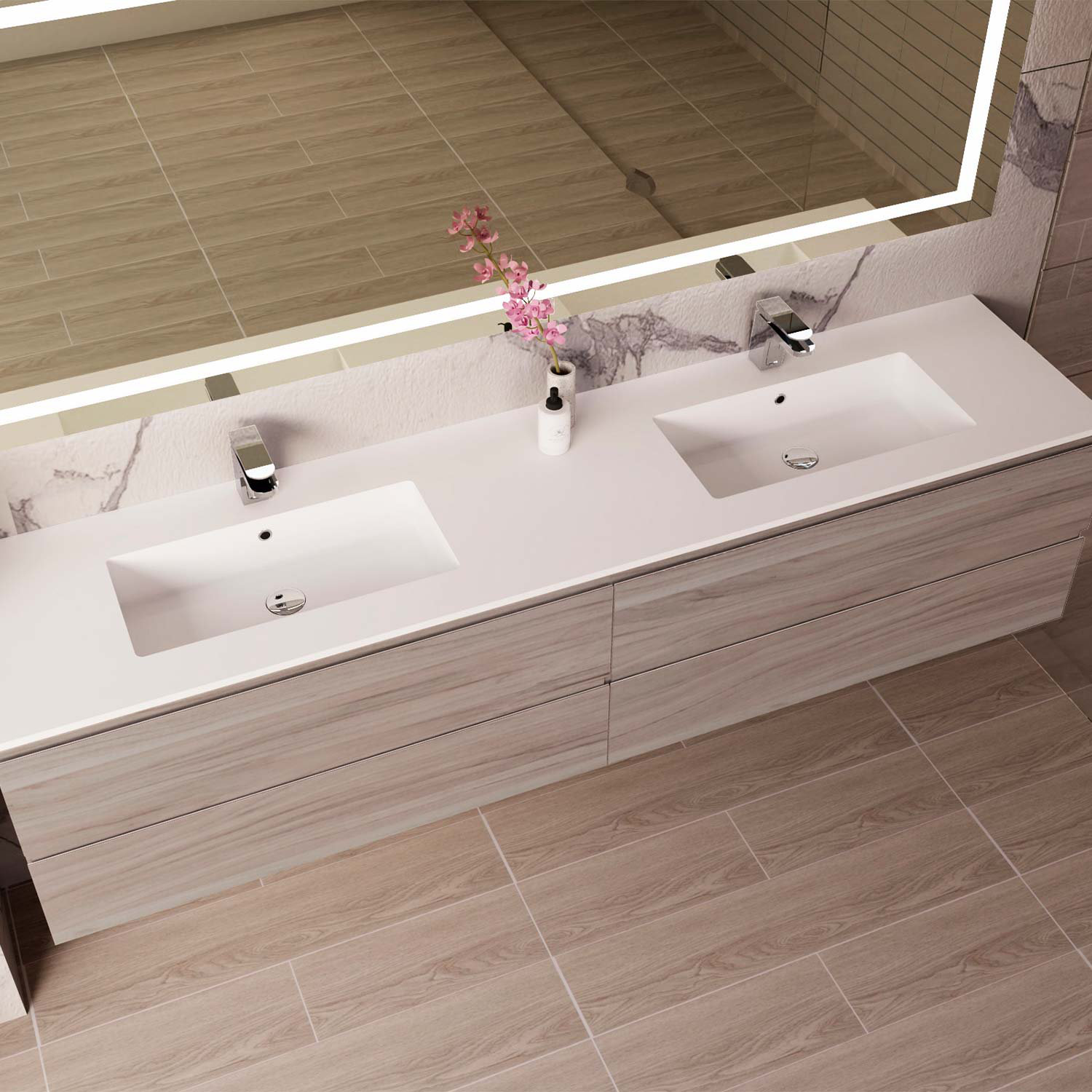 DAX Pasadena Vanity Cabinet 64 In Pine w/ Matt Toscana Basin - Wayfair ...