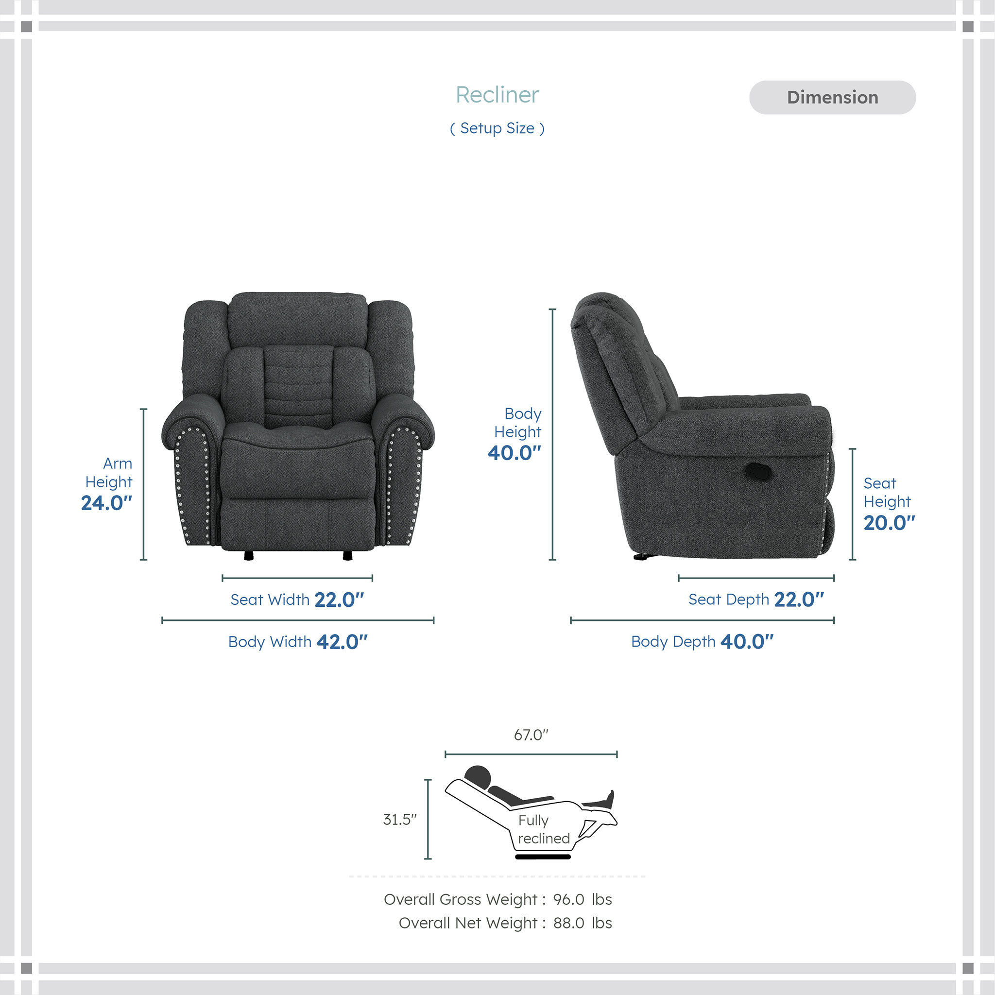 Red Barrel Studio® Eany 42" Round Arm Chenille Glider Pull Tab Manual ...