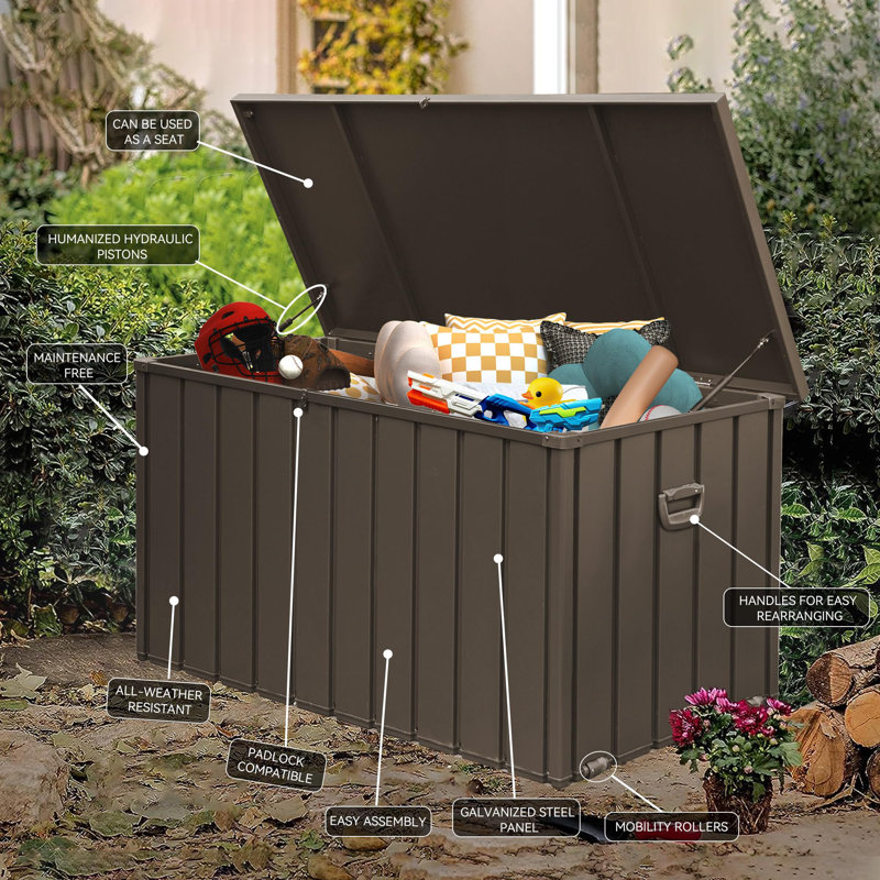 domi outdoor living Domi Louvered Deck Box 200 Gallons Water Resistant ...