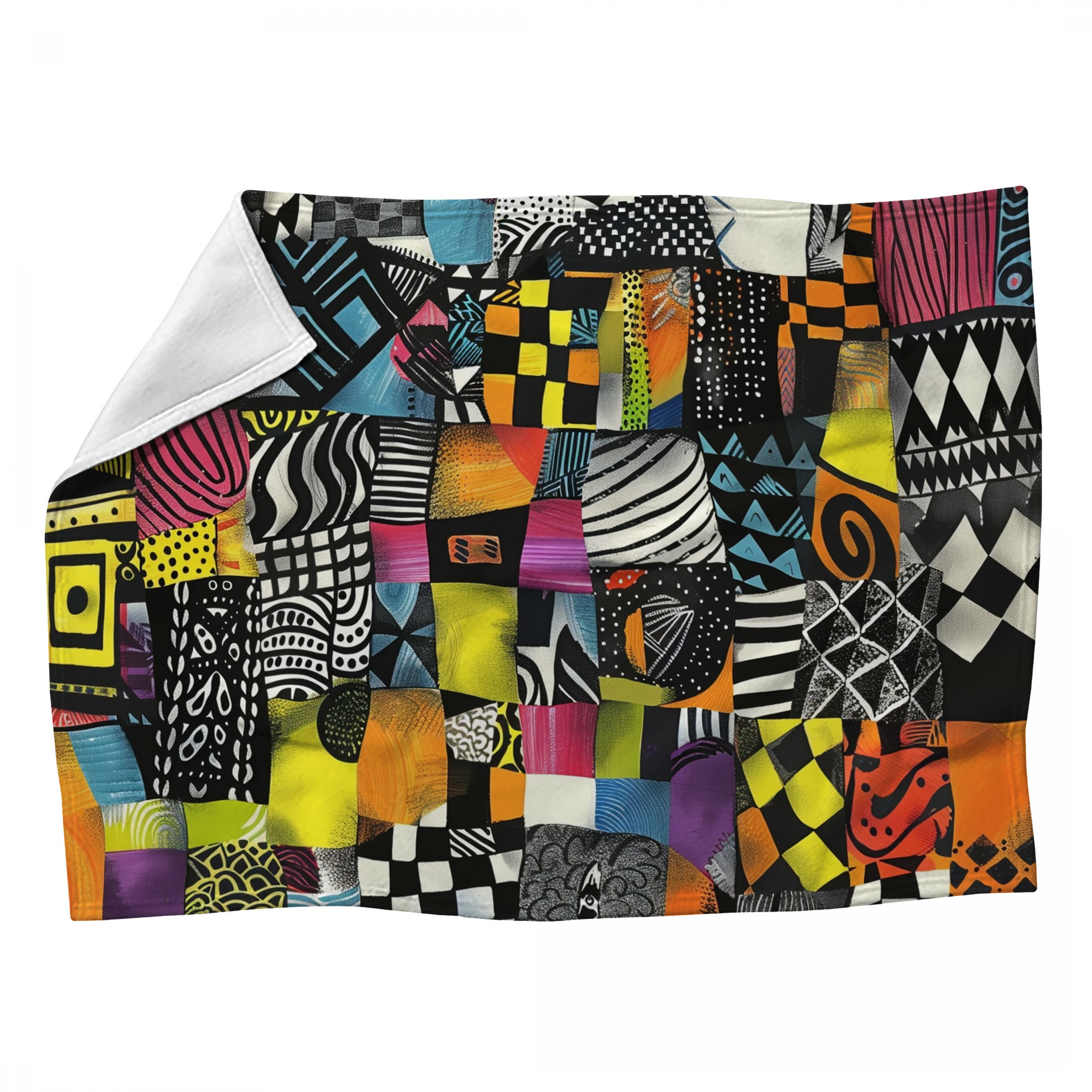VisionDecor Quilt Fleece Throw Blanket - Patchwork Throws for Sofas or ...