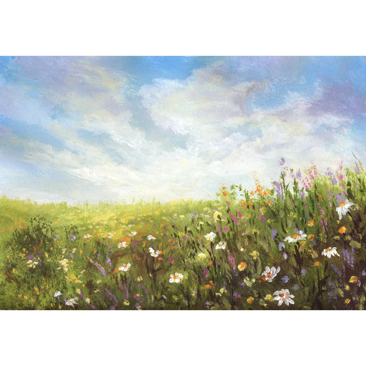Ebern Designs Summer Meadow, Painting by - Wrapped Canvas Painting ...
