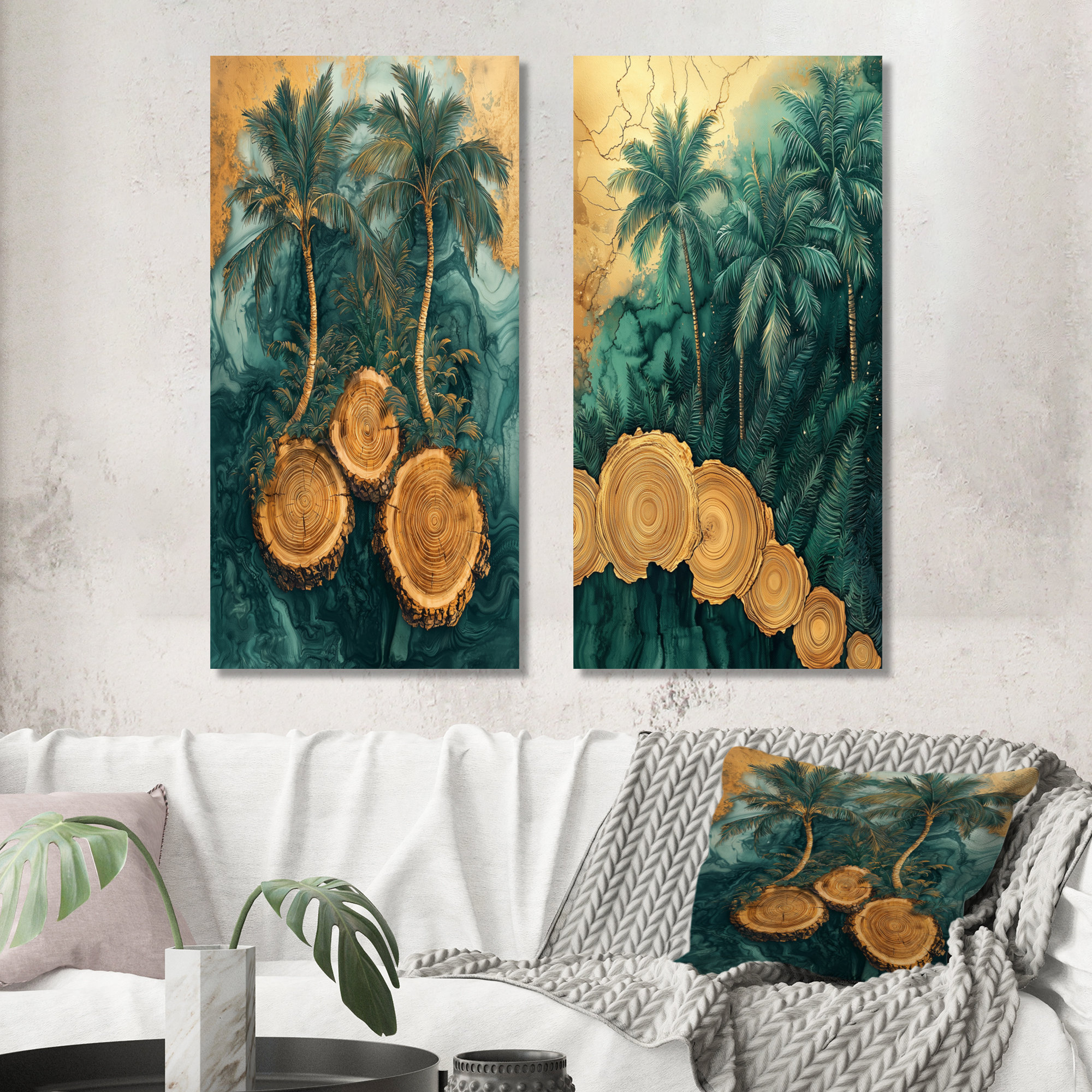 Bay Isle Home™ Emerald Palm Trees On Tropical Forest III - Floral Wall ...