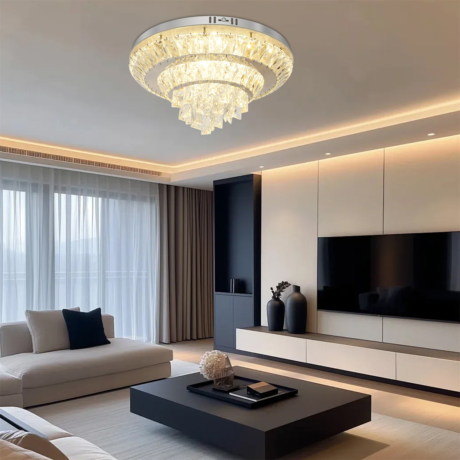 YINXIER Modern Flush Mount Crystal Ceiling Light - Wayfair Canada