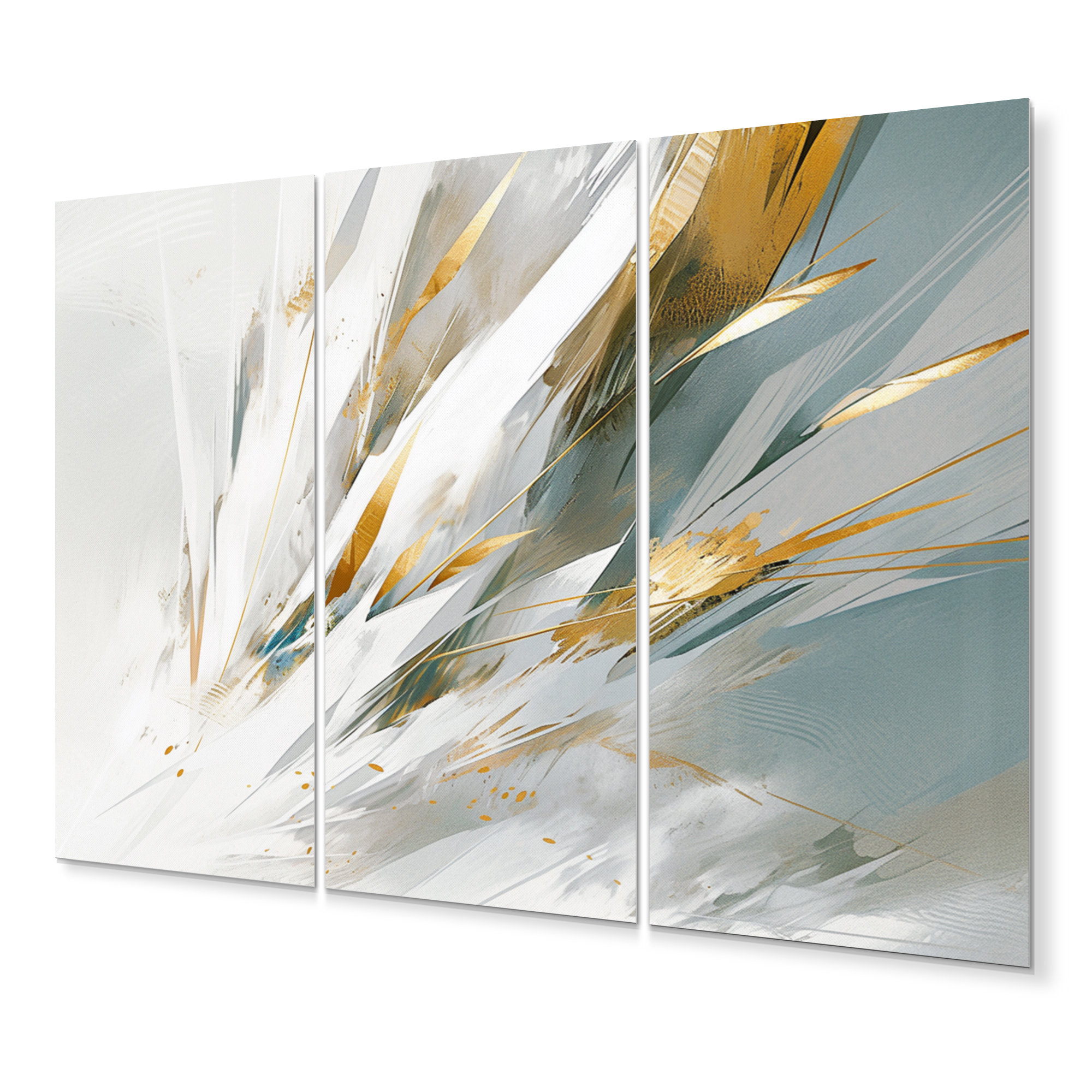 Mercer41 Gold and Cream Mosaic Echoes - Cubism Metal Wall Decor Set ...