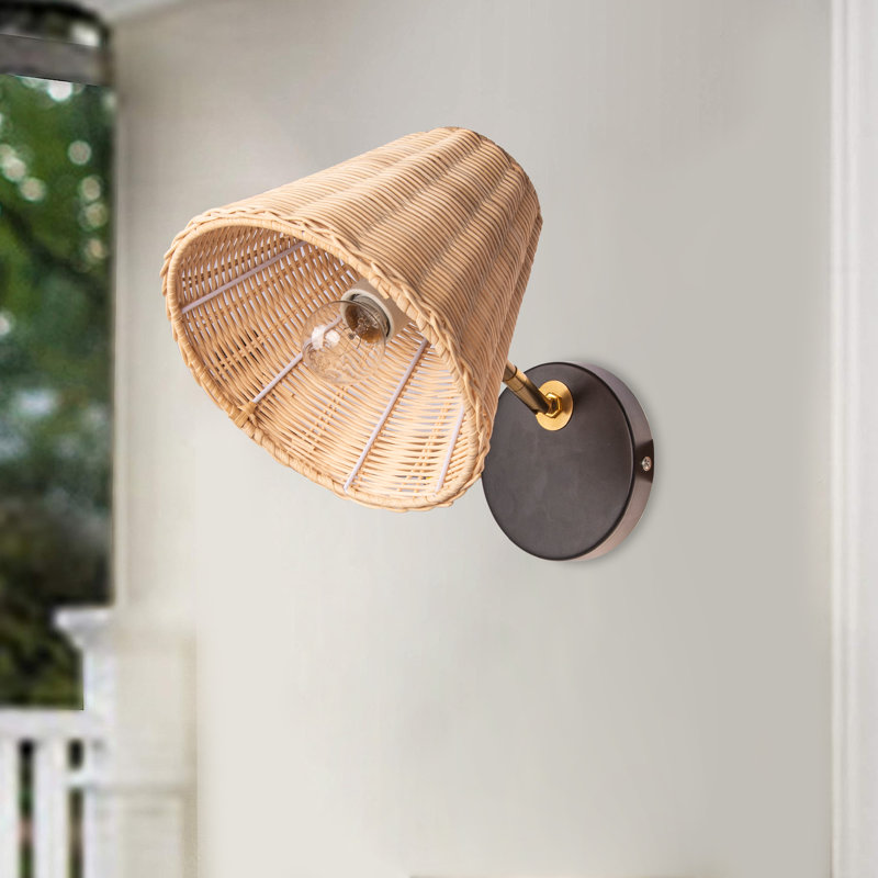 Bay Isle Home™ Aubreeana Rattan Flush Mounted Sconce | Wayfair