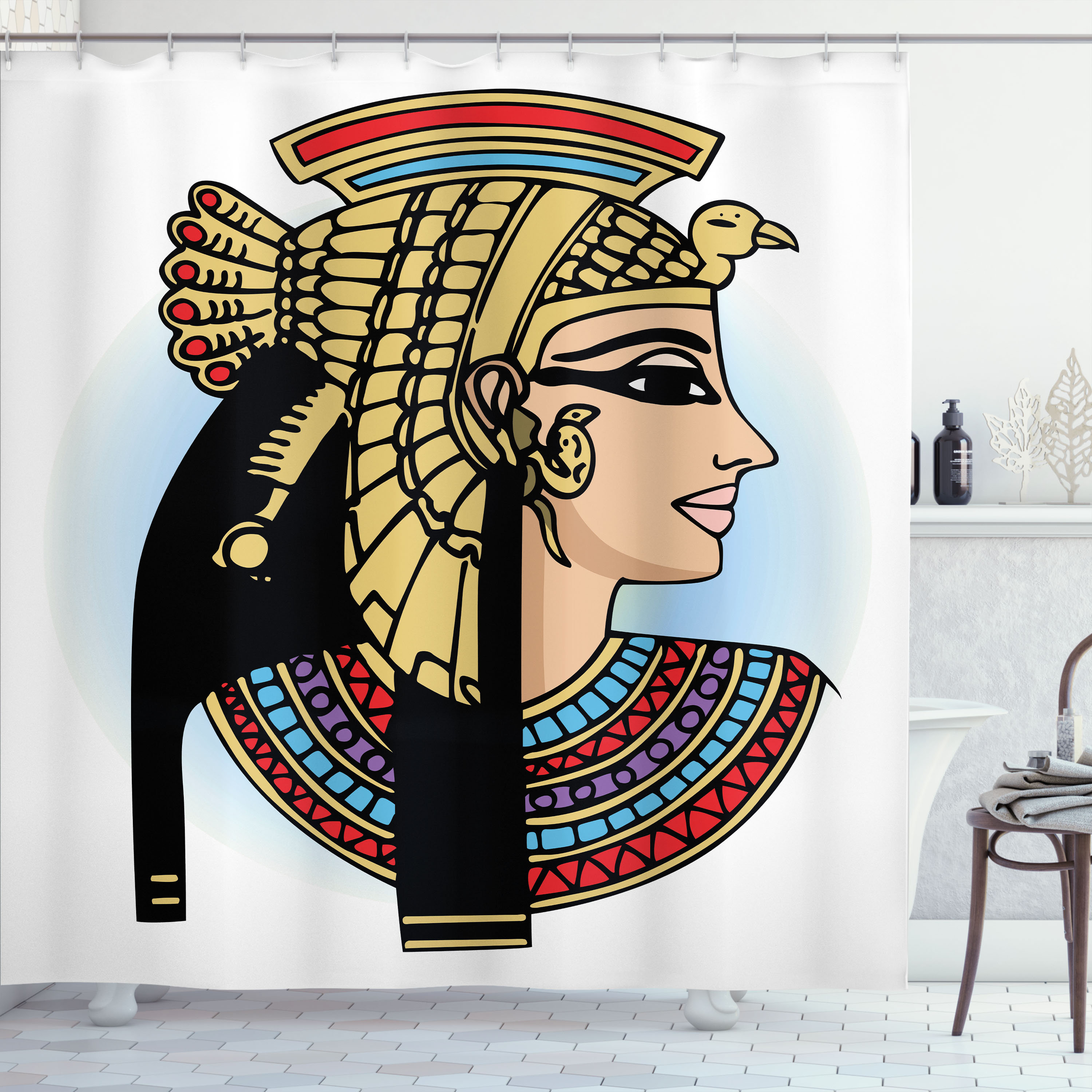 East Urban Home Egyptian Shower Curtain Queen Cleopatra Art Multicolor ...